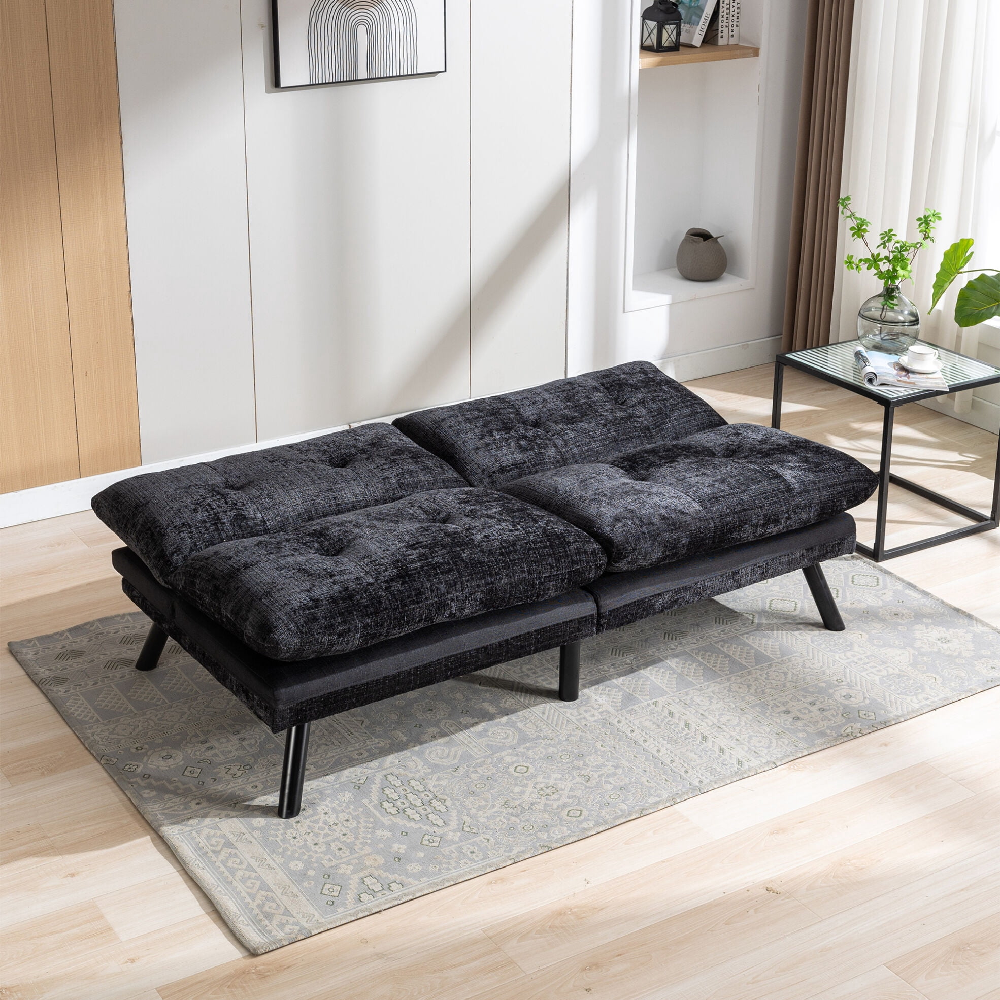 Convertible Sofa Bed with Adjustable Backrest, Breathable Lounge Couch ...