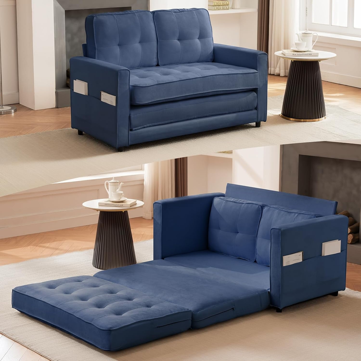 Convertible Sofa Bed,Folding Sleeper Sofa Chair,2 in 1 Pull Out Futon ...