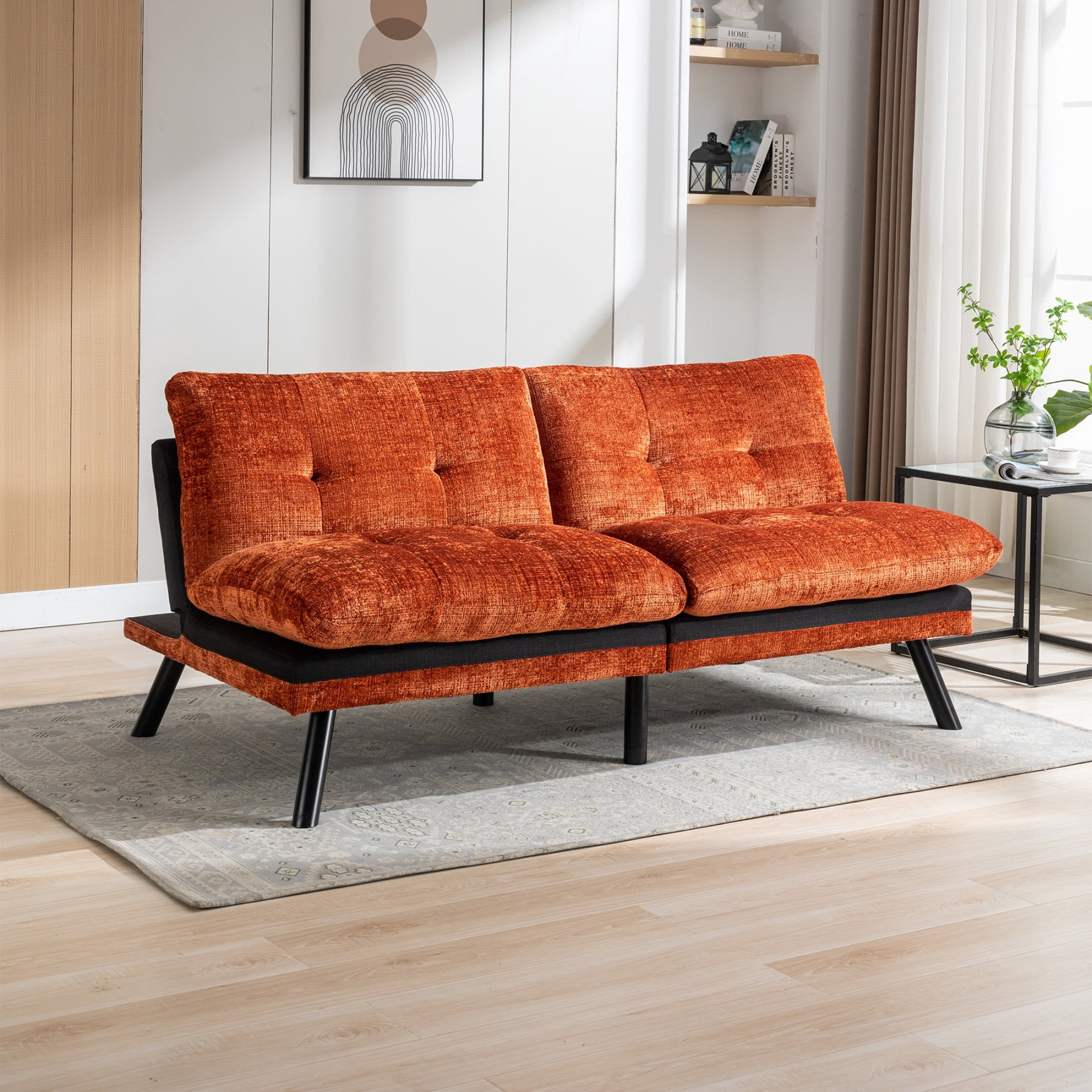 Convertible Sofa Bed Loveseat Futon with Adjustable Lounge, Armchair ...