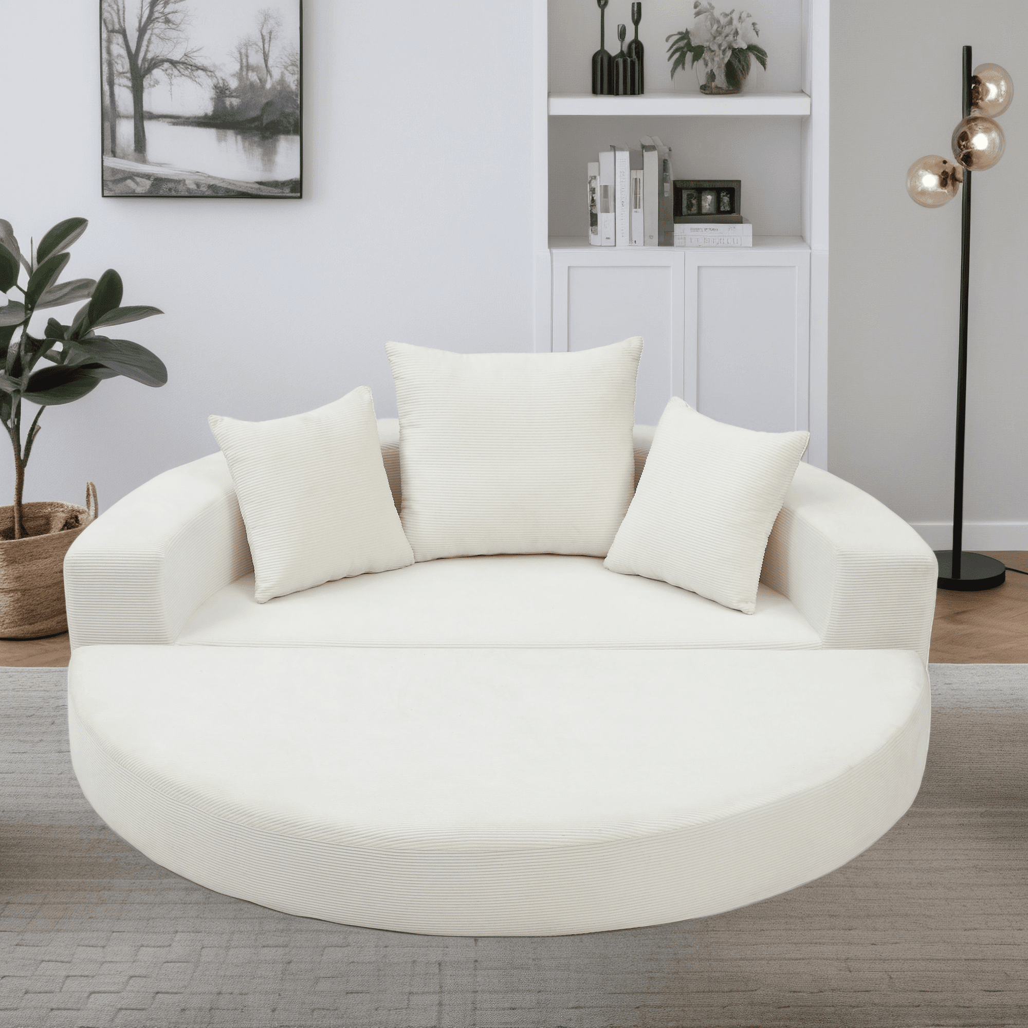 Convertible Sofa Bed, Multi-Functional Corduroy Futon Lounger, No ...