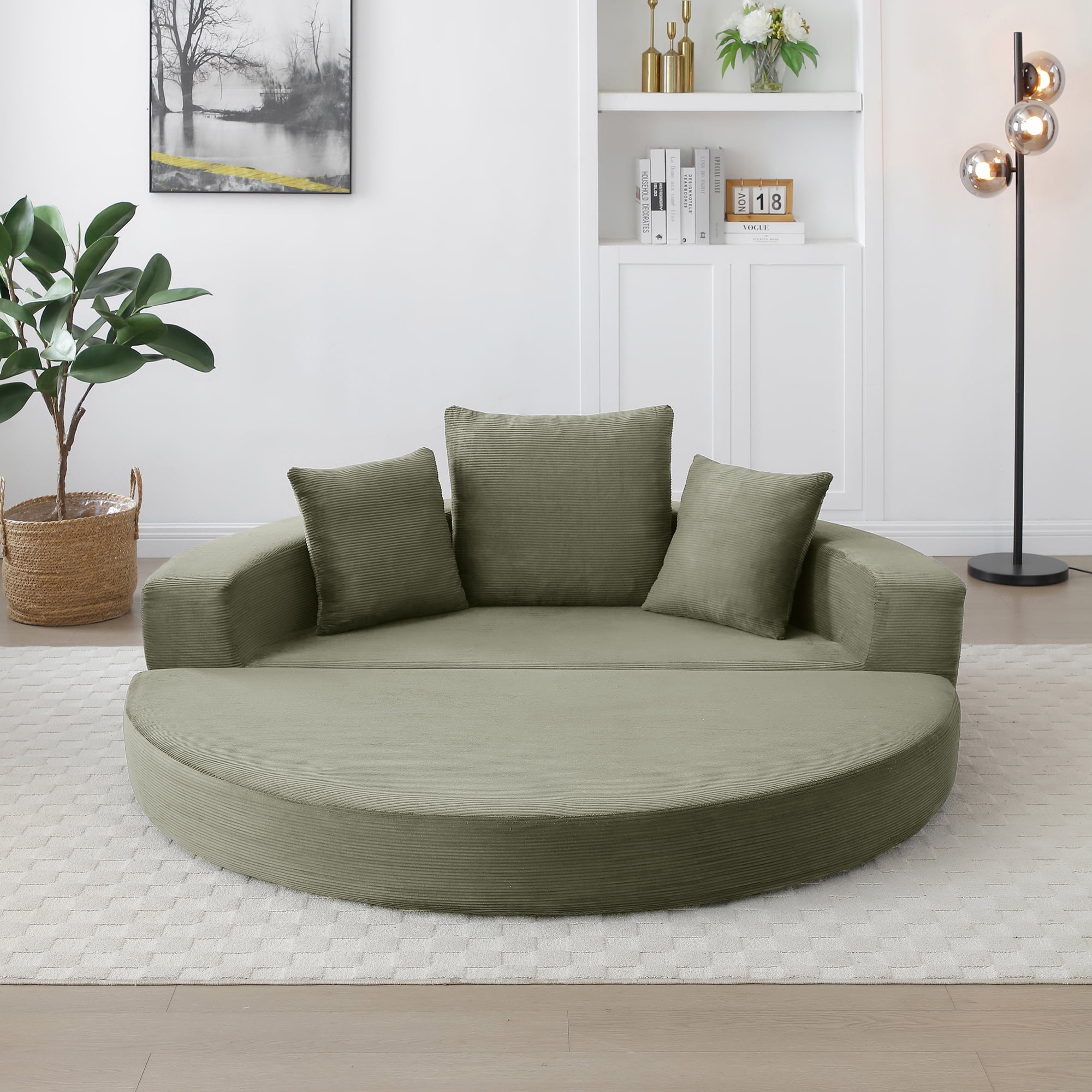 Convertible Sofa Bed, Multi-Functional Corduroy Futon Lounger, No ...