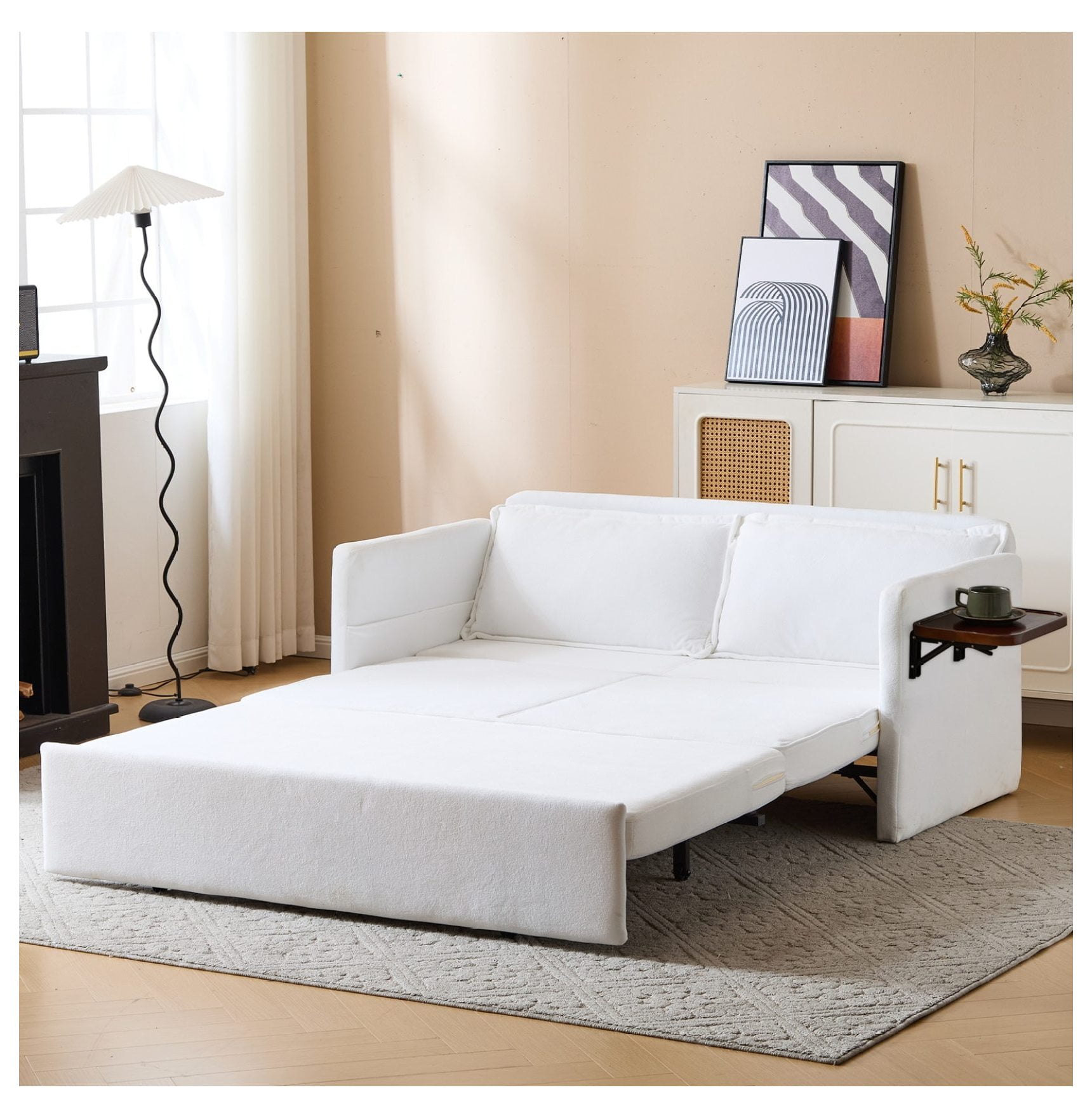 Convertible Sofa Chair Bed, 3-in-1 Pull-Out Sleeper Chair with USB ...