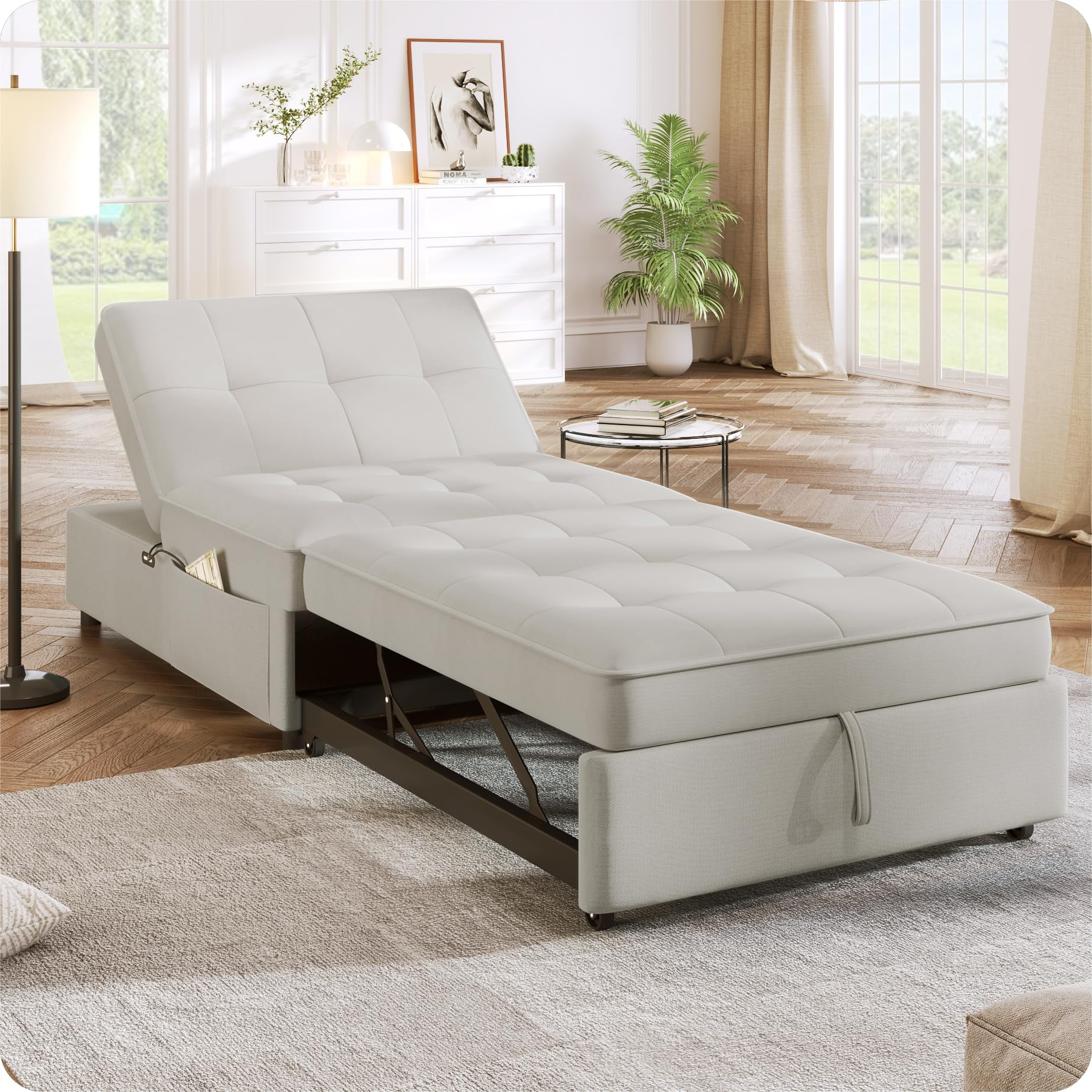 Convertible Sofa Chair Bed, 4-in-1 Armless Sleeper Folding Ottoman Sofa Bed with Adjustable ...