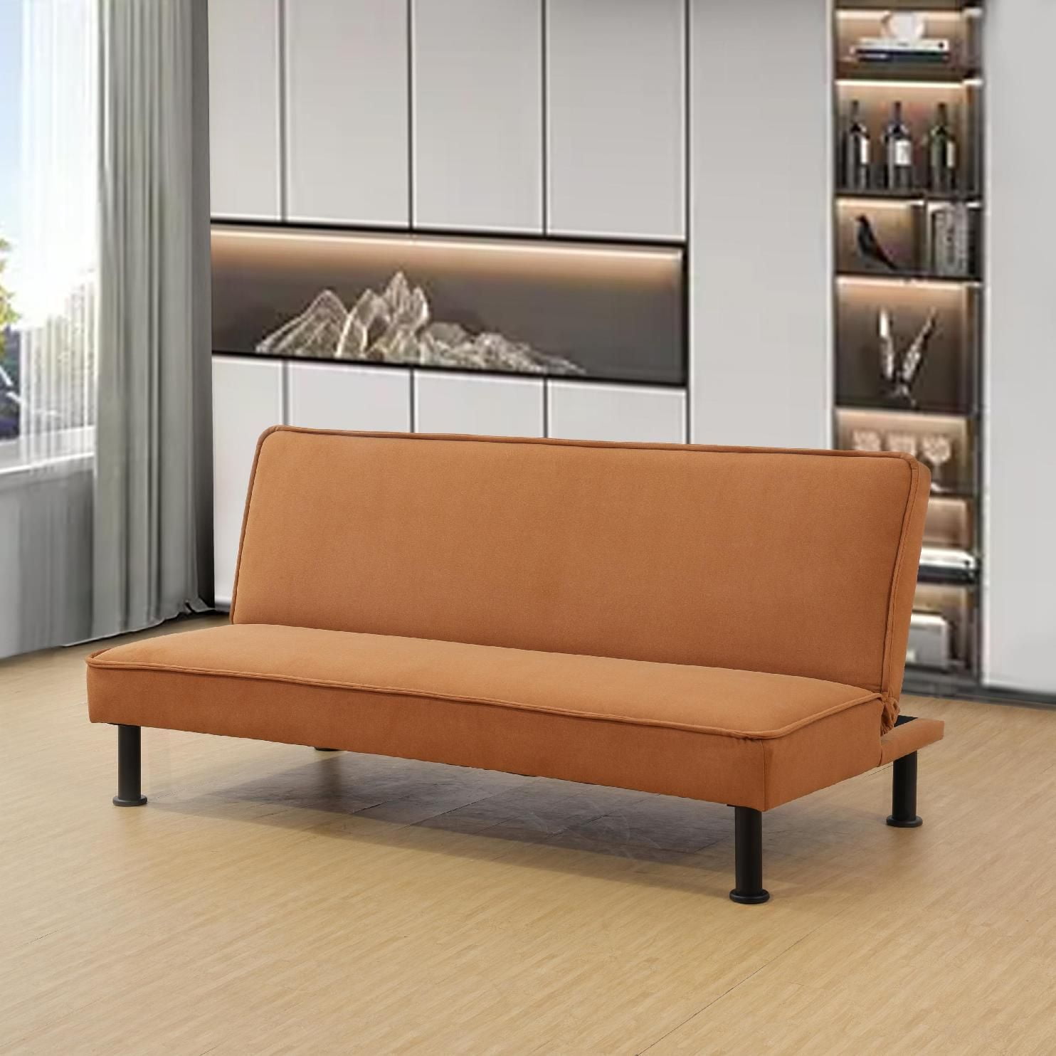 Convertible Sofa Couch Futon Bed Fannel Sleeper Sofa, Adjustable Futon ...