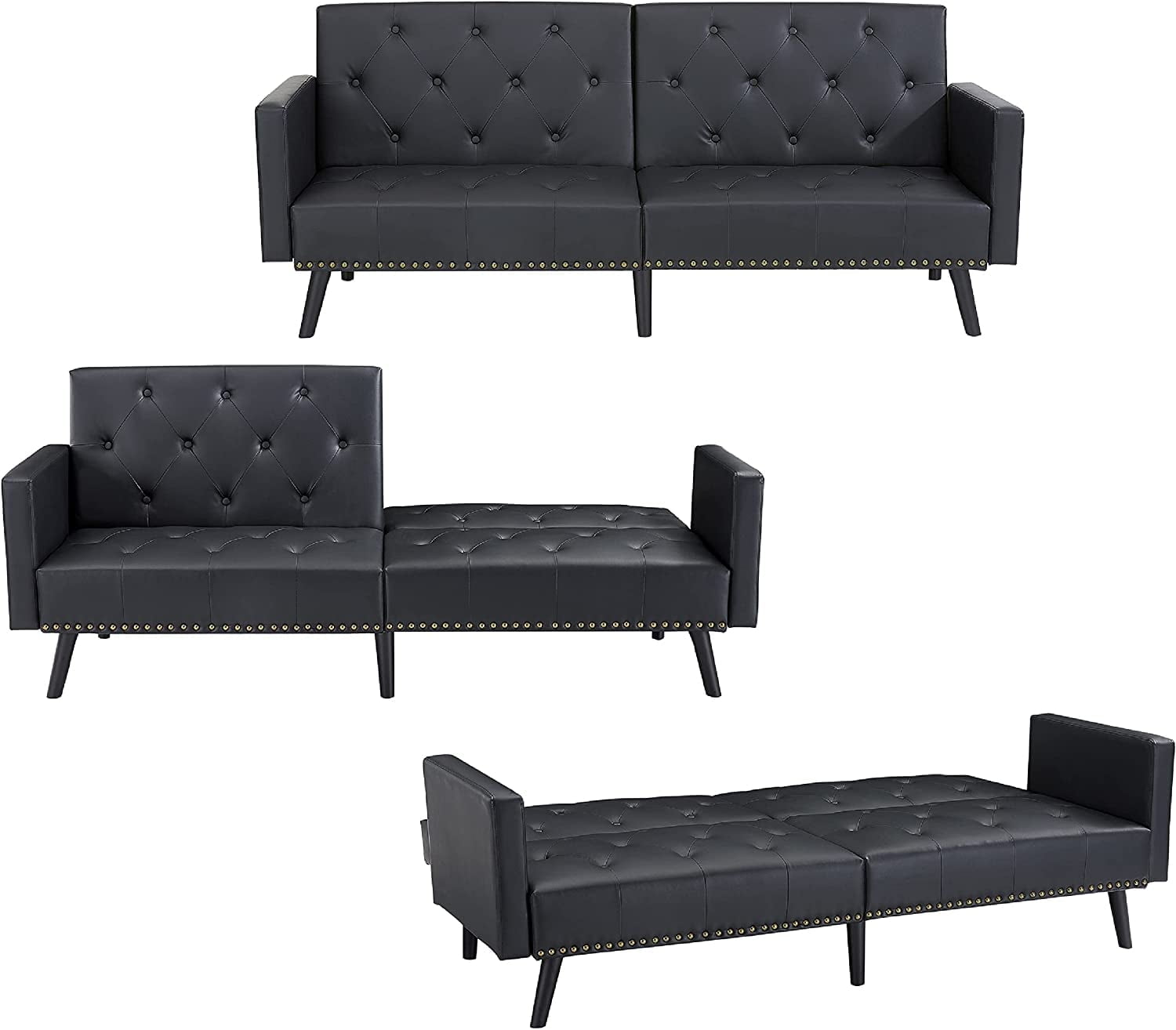 Best Choice Products Convertible Living Room Linen Fabric Tufted Split ...