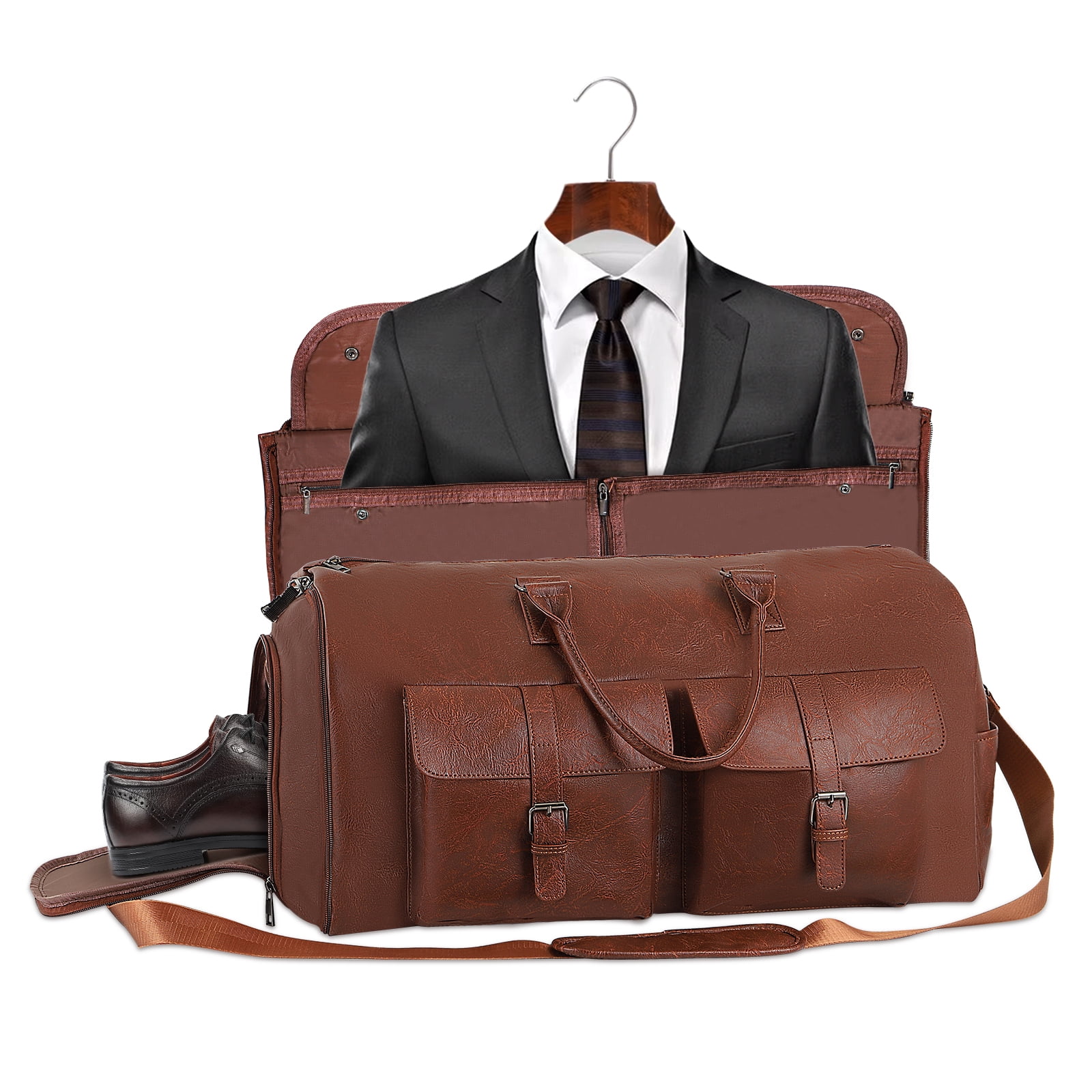 Convertible Travel Garment Bag, Overnight Bag Waterproof Leather Carry ...