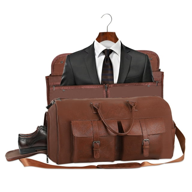 Convertible Travel Garment Bag, Overnight Bag Waterproof Leather Carry ...