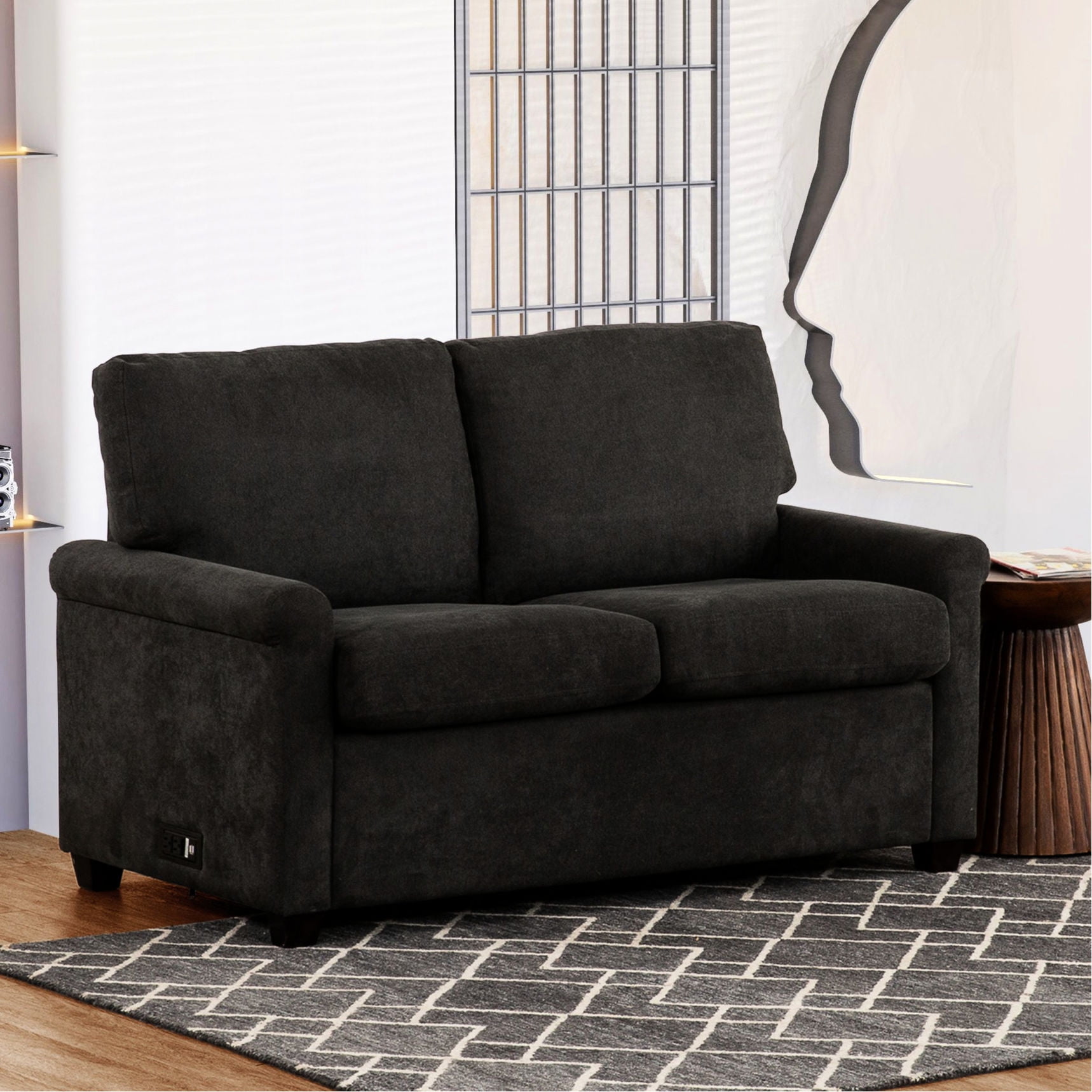 Convertible Twin Sofa Bed with USB Ports / Transform Living Room into ...
