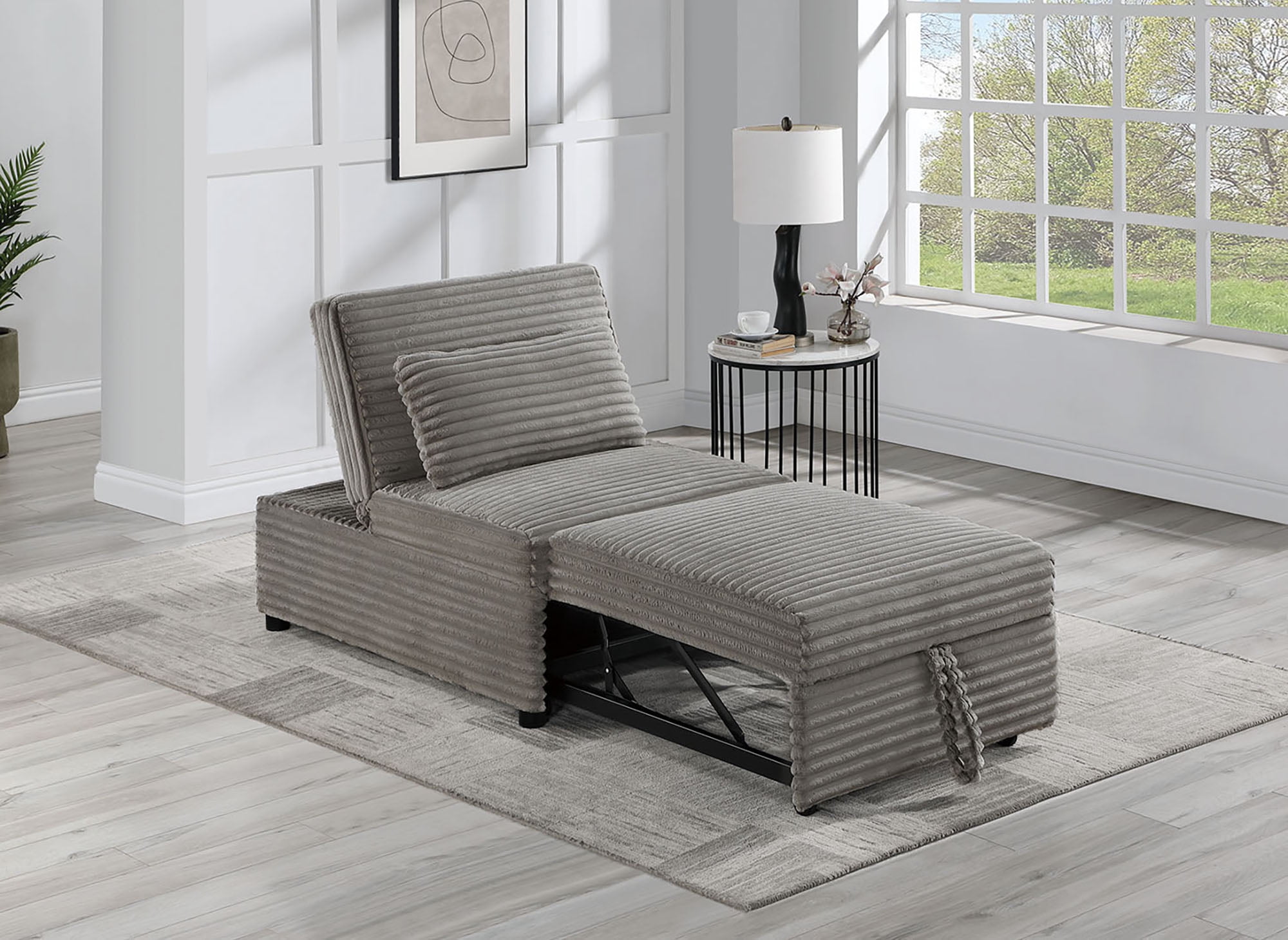 Convertible Wide-Welt Corduroy Sofa Sleeper Chair in Smoke - Pull-Out ...