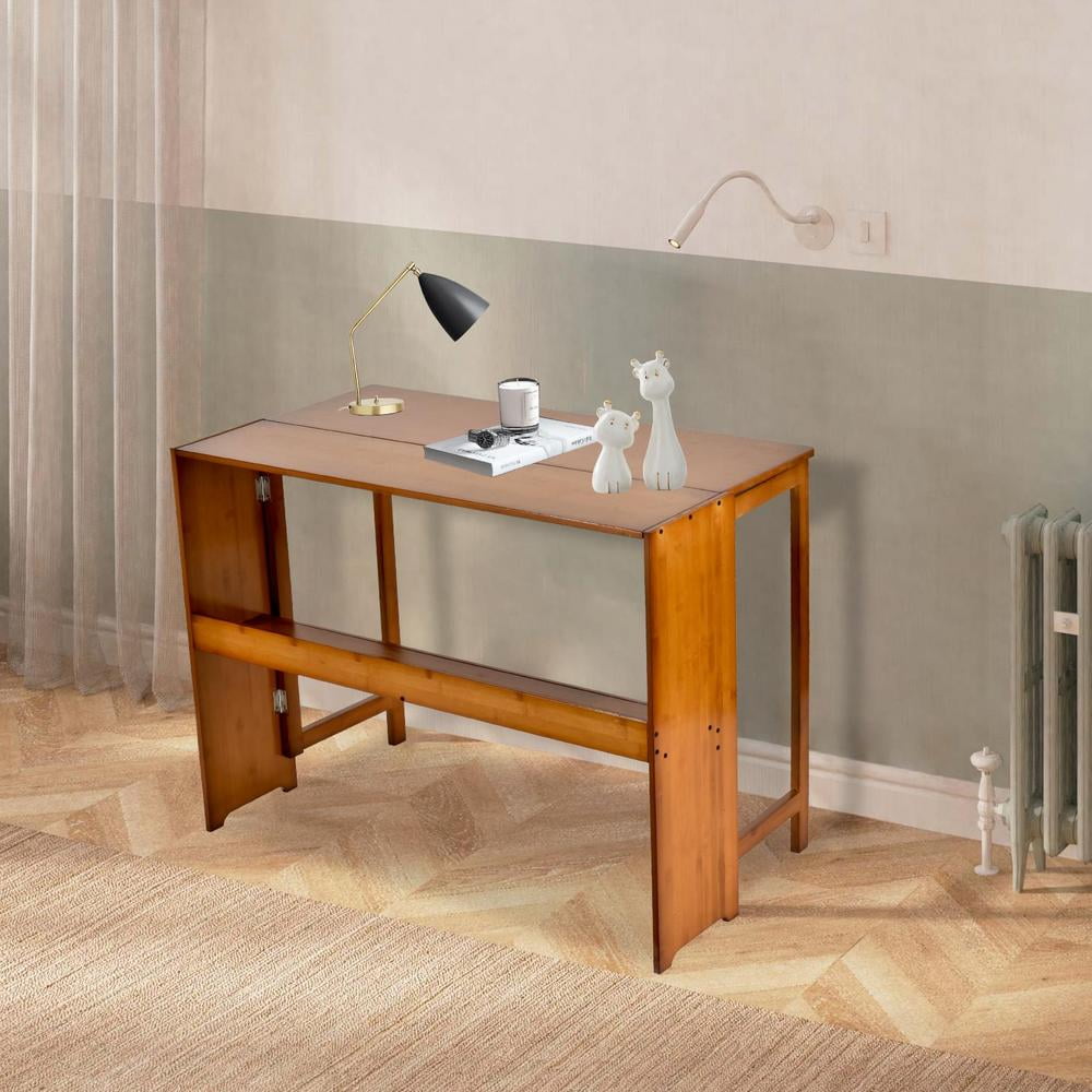 Convertible Wood Desk & Dining Table - Space Efficient 40.6" Foldable ...
