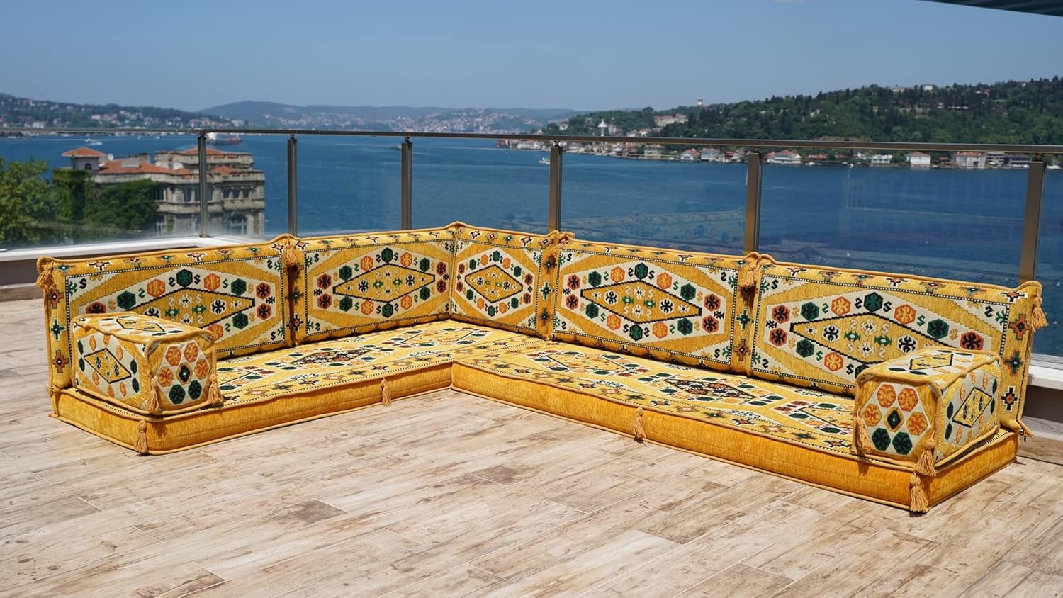 Convertible Yellow Sofa, Corner Floor Pillows, Sleeper Sofa, Arabic ...