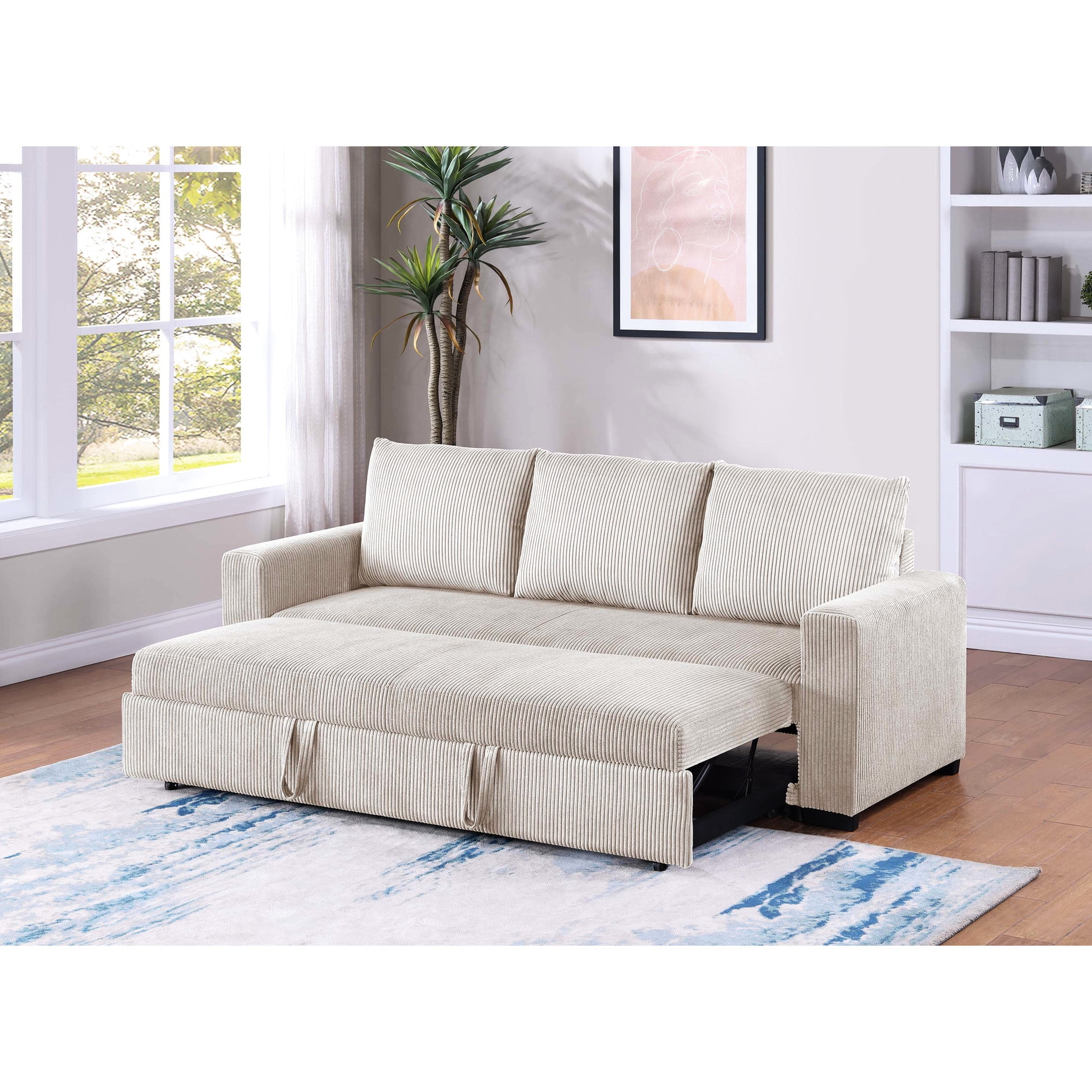 Convertible sofa with foam filler / Easily transform from seating to ...