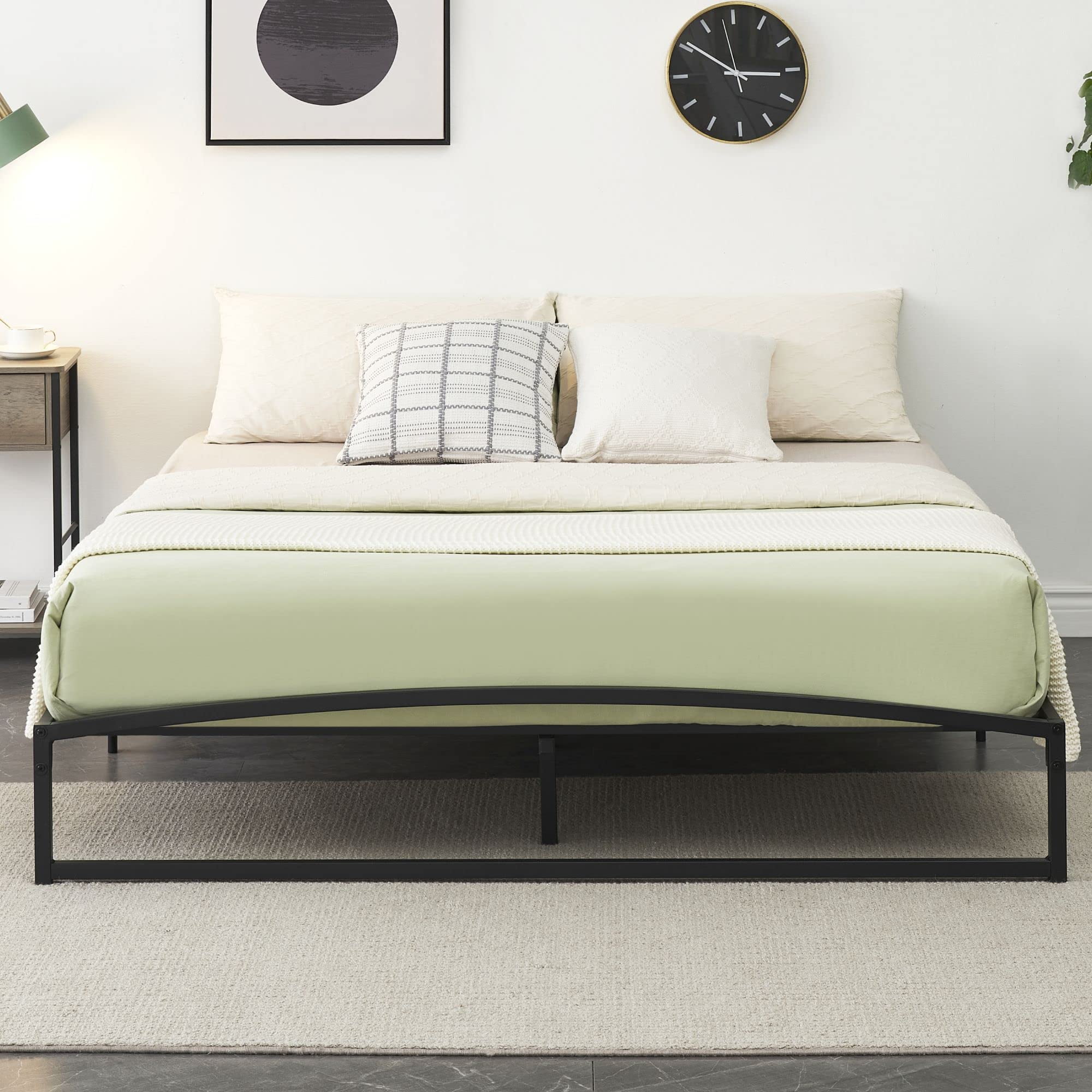 Convex Bed Frame with Sturdy Steel Slat Supports,Mattress Base,No Box ...