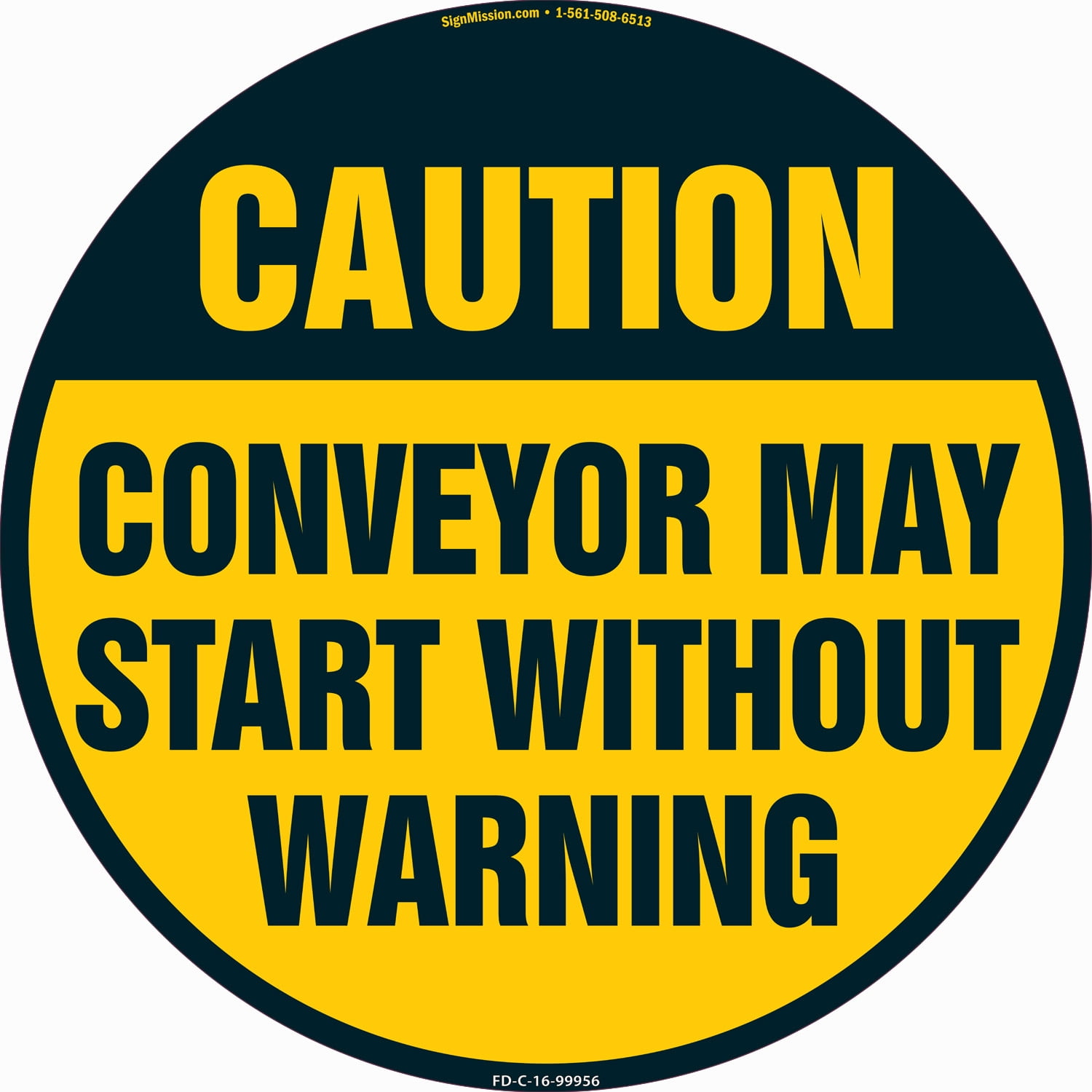 Conveyor May Start Without Warning Non-Slip Floor Marker | 16" Circle ...