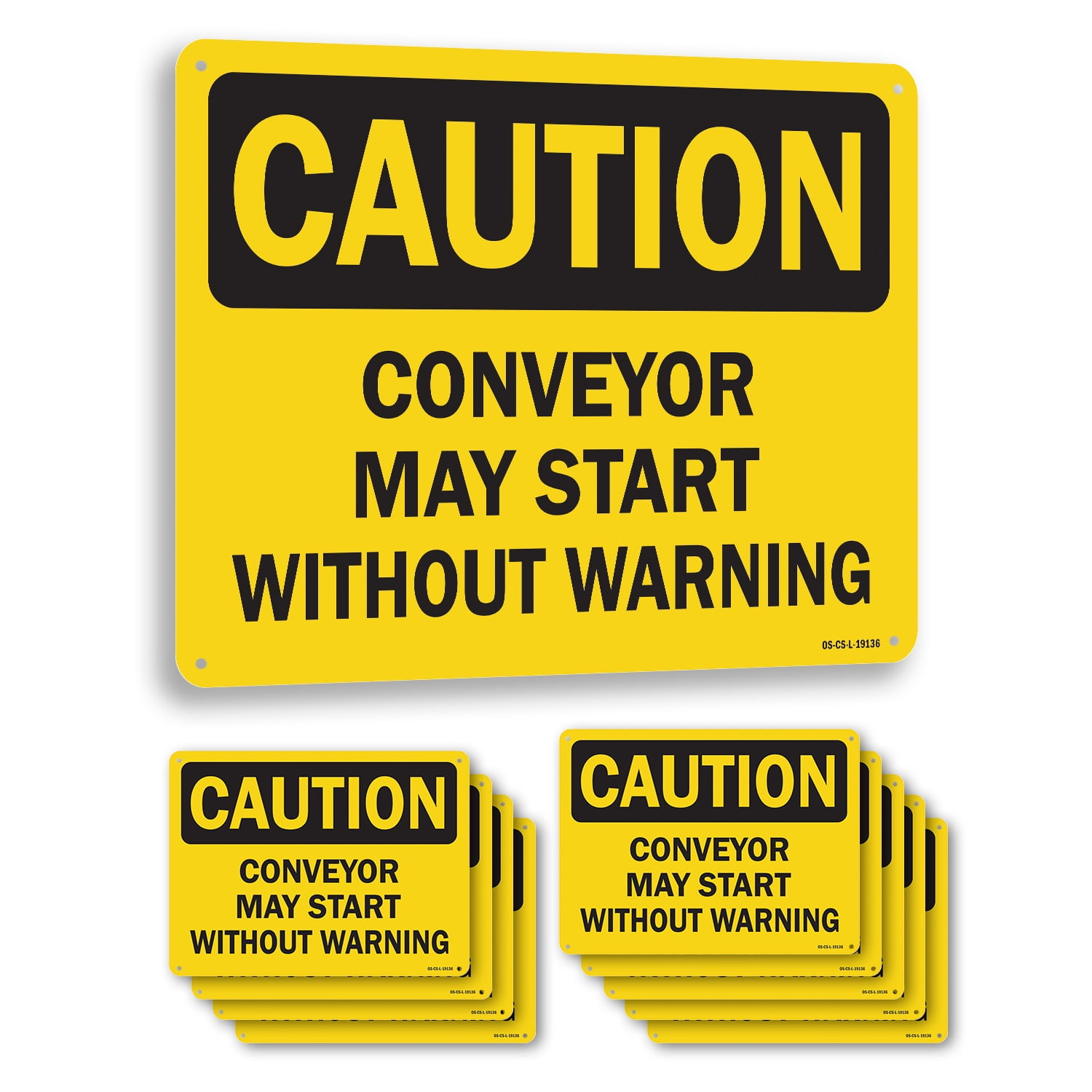 Conveyor May Start Without Warning OSHA Caution Rigid Plastic Sign 24 ...