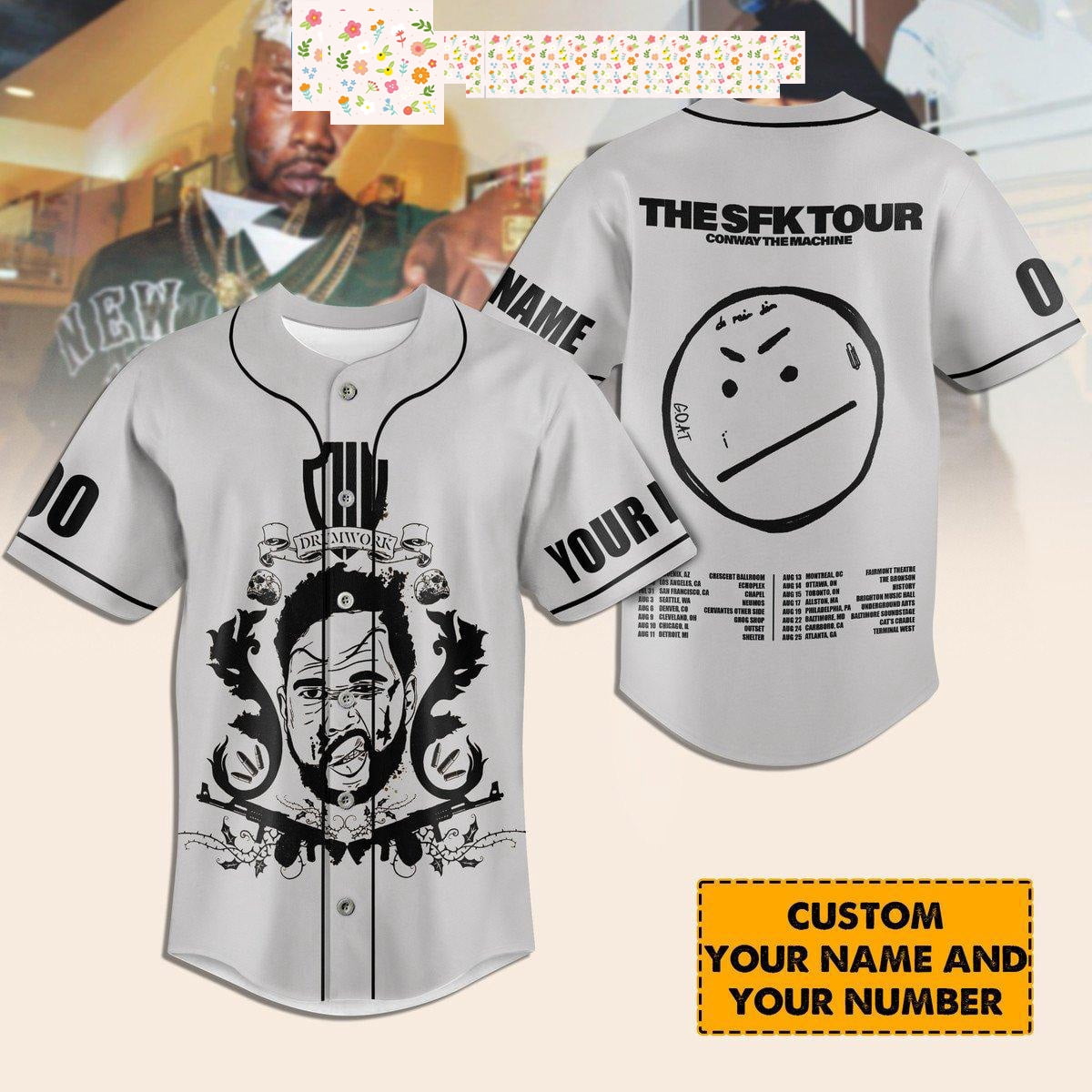 Conway The Machine Drumwork The SFK Tour Personalized Baseball Jersey ...