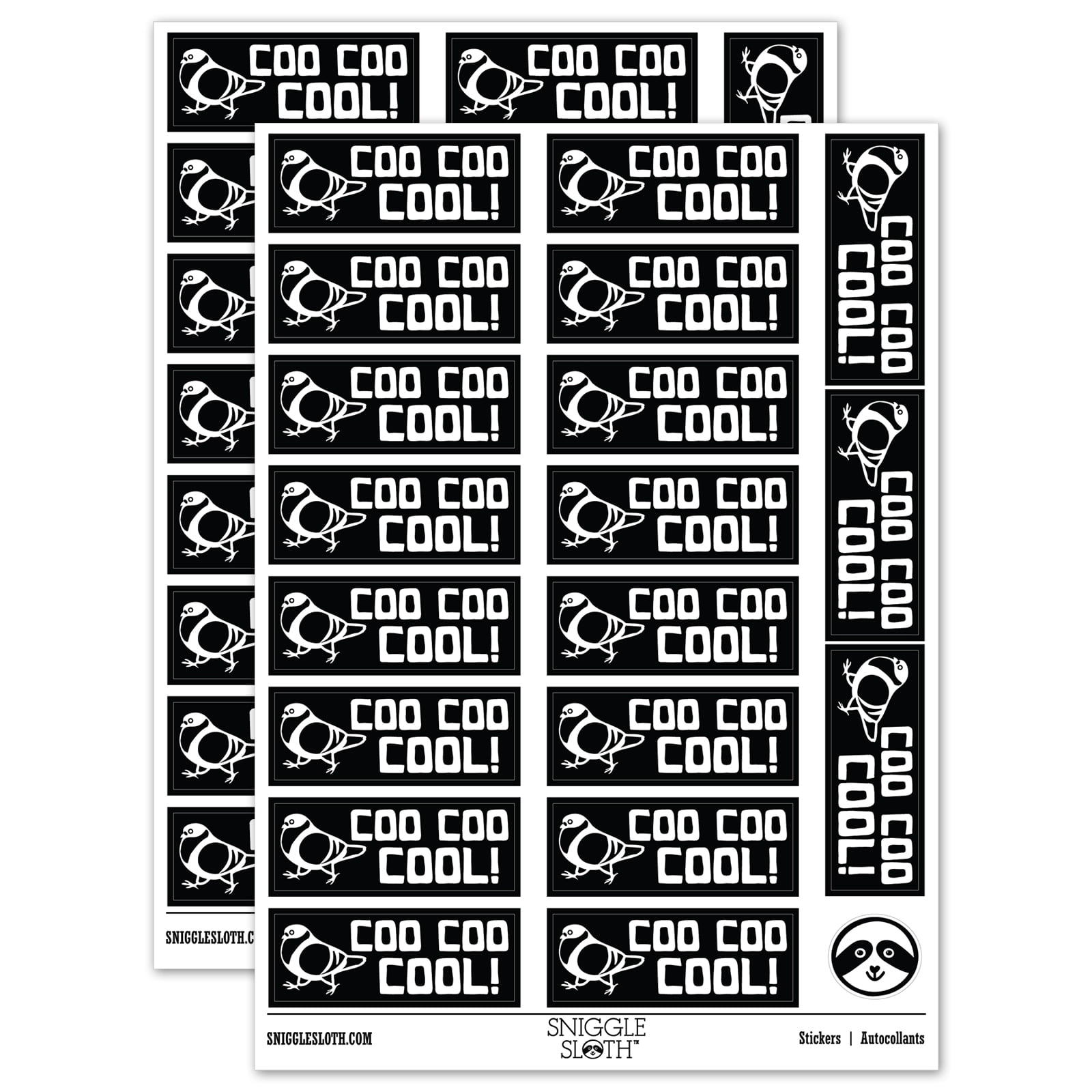 Coo Coo Cool Pigeon Teacher Student School Sticker Set - Black - Gloss ...