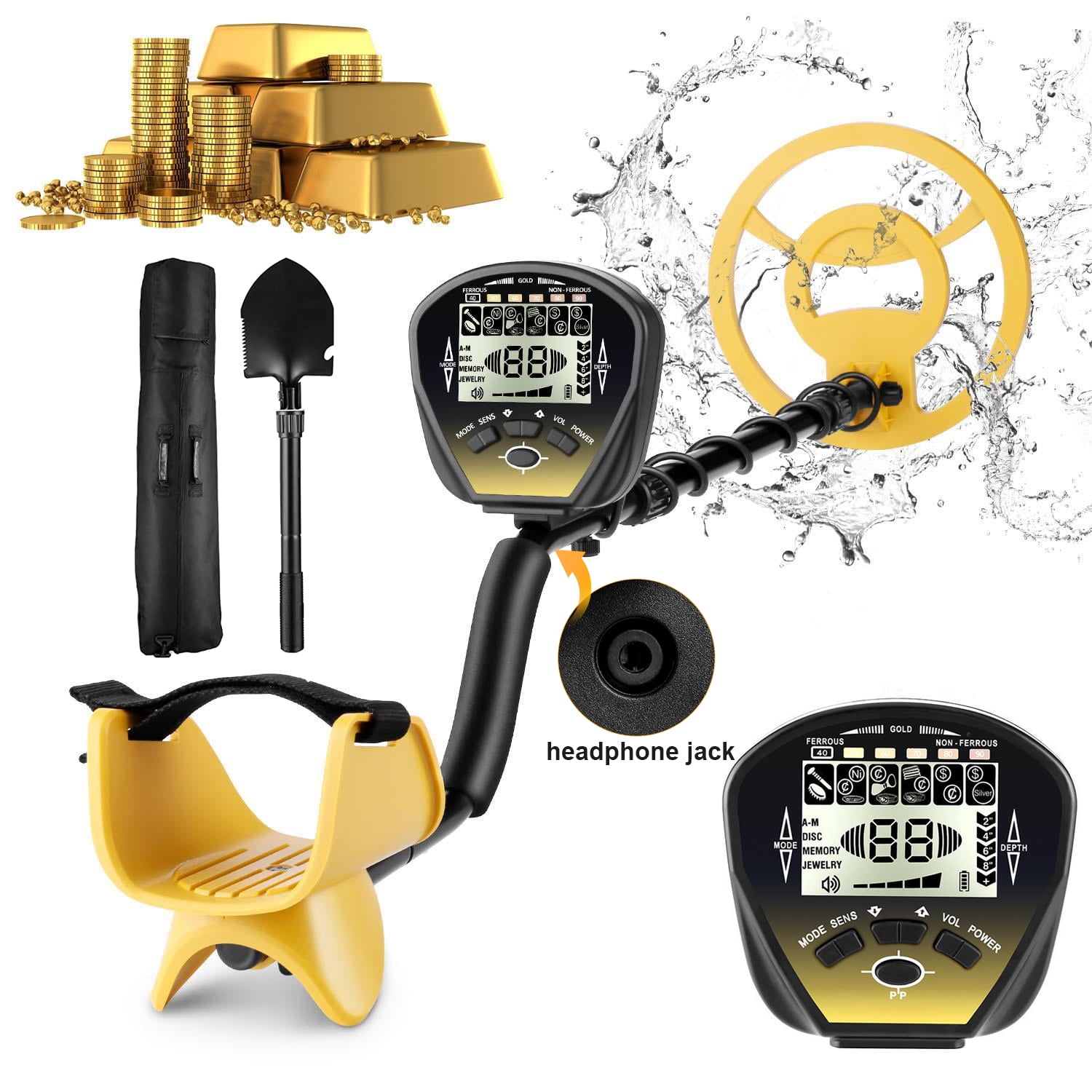 Coocheer Metal Detector for Adults 5 Mode Underwater/Underground Metal ...
