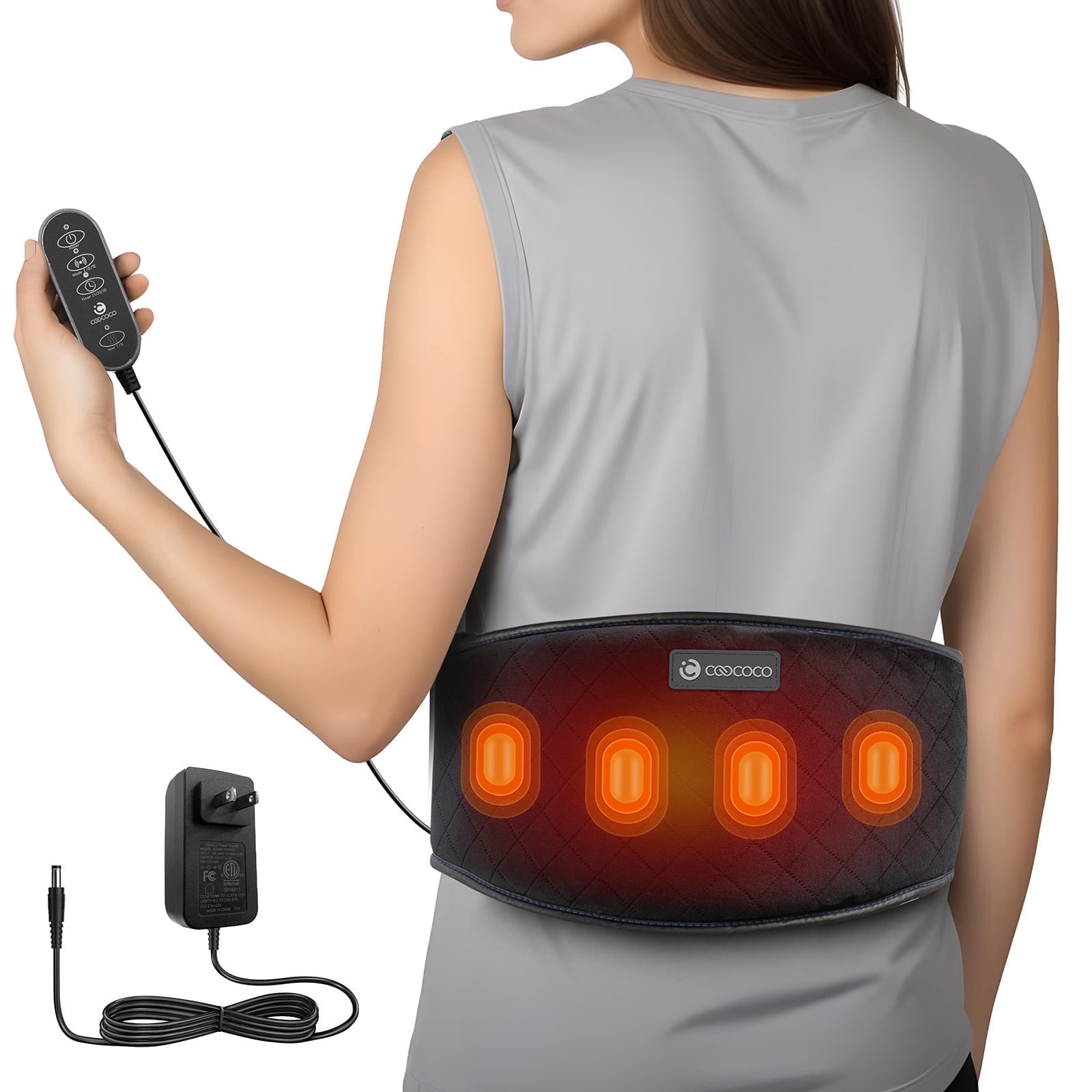 Coococo Heating Pad with Massager for Back Pain Relief,Lower Back ...