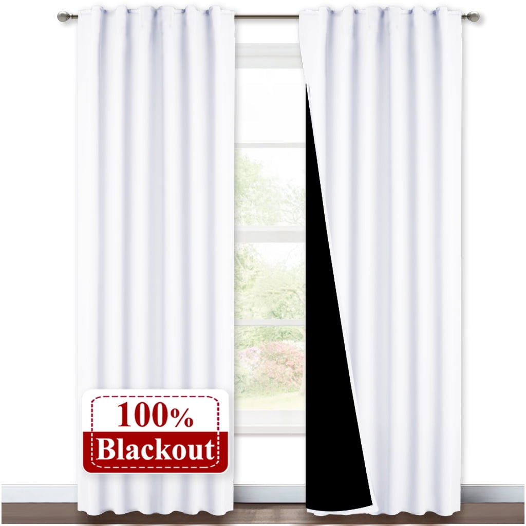 Coodeto 100% Blackout Curtains, Double Layer Thermal Insulated Curtains ...