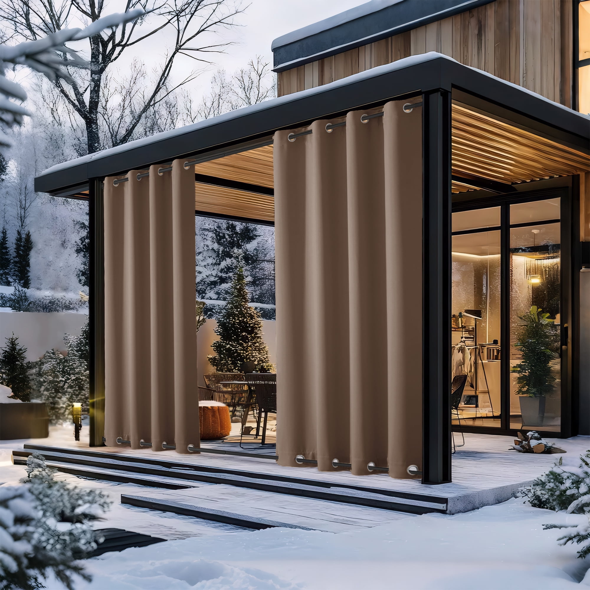 "Coodeto Thermal Insulated Outdoor Curtains, Wind-Break Patio Drapes ...