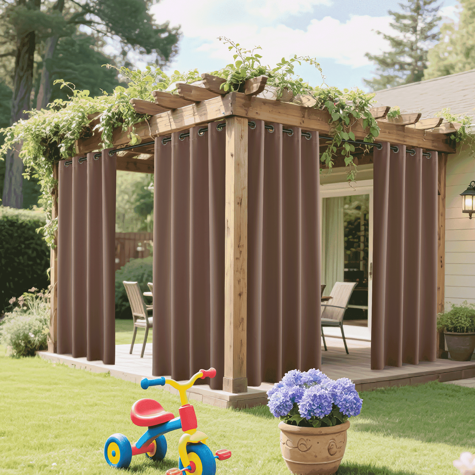 NICETOWN 2 Panels Outdoor Curtains for Patio Waterproof 52"x84 ...