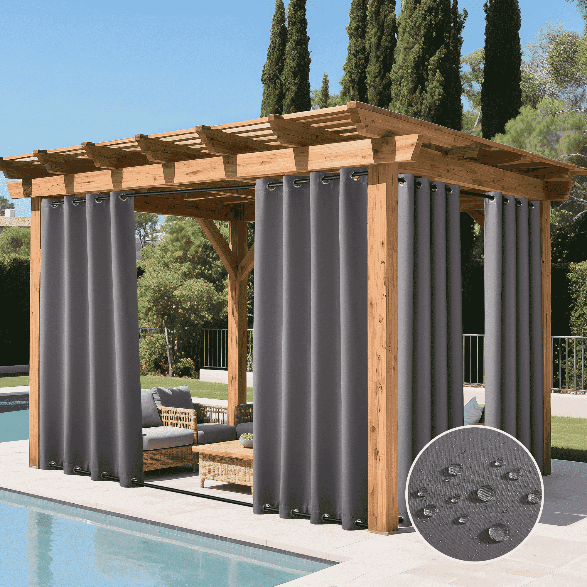 NICETOWN Outdoor Curtains, Waterproof Windproof Blackout Drapes ...