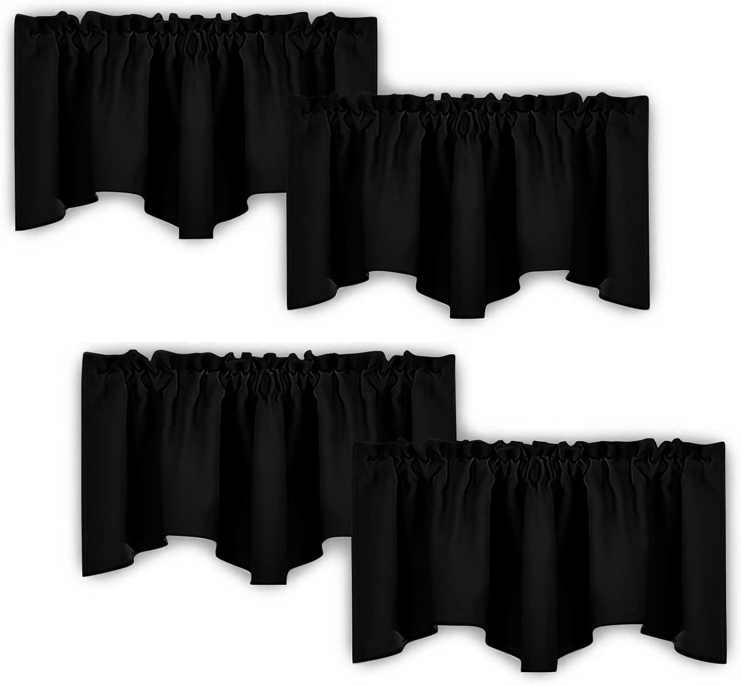 NICETOWN 4 Panels Blackout Curtain Valances, Solid Scalloped Valance ...