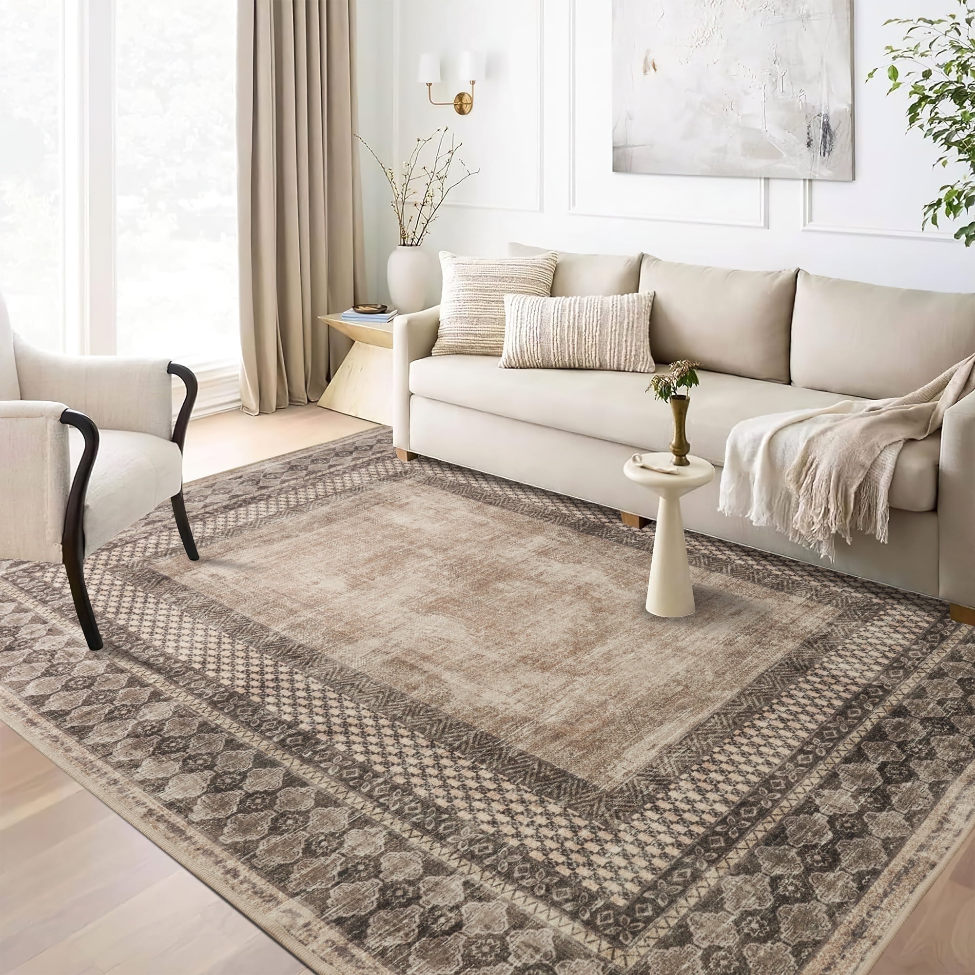 NICETOWN 5'x8' Washable Area Rug for Living Room, Non-Slip Machine ...