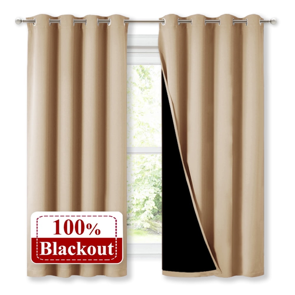 Coodeto Bedroom Full Blackout Curtain Panels, Biscotti Beige, Set of 2 ...
