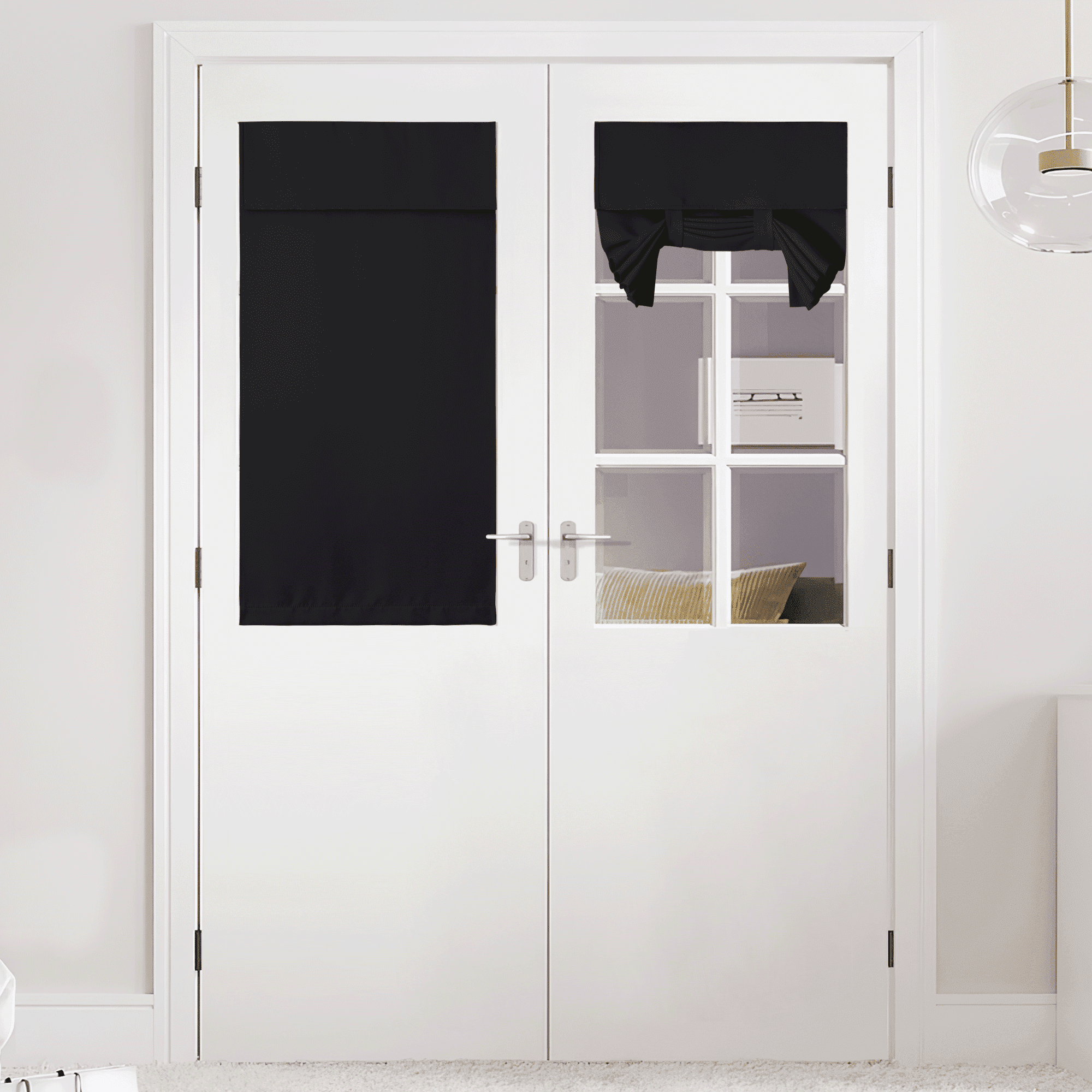 Coodeto Black Door Curtains, Thermal Insulated Blackout Blinds for ...