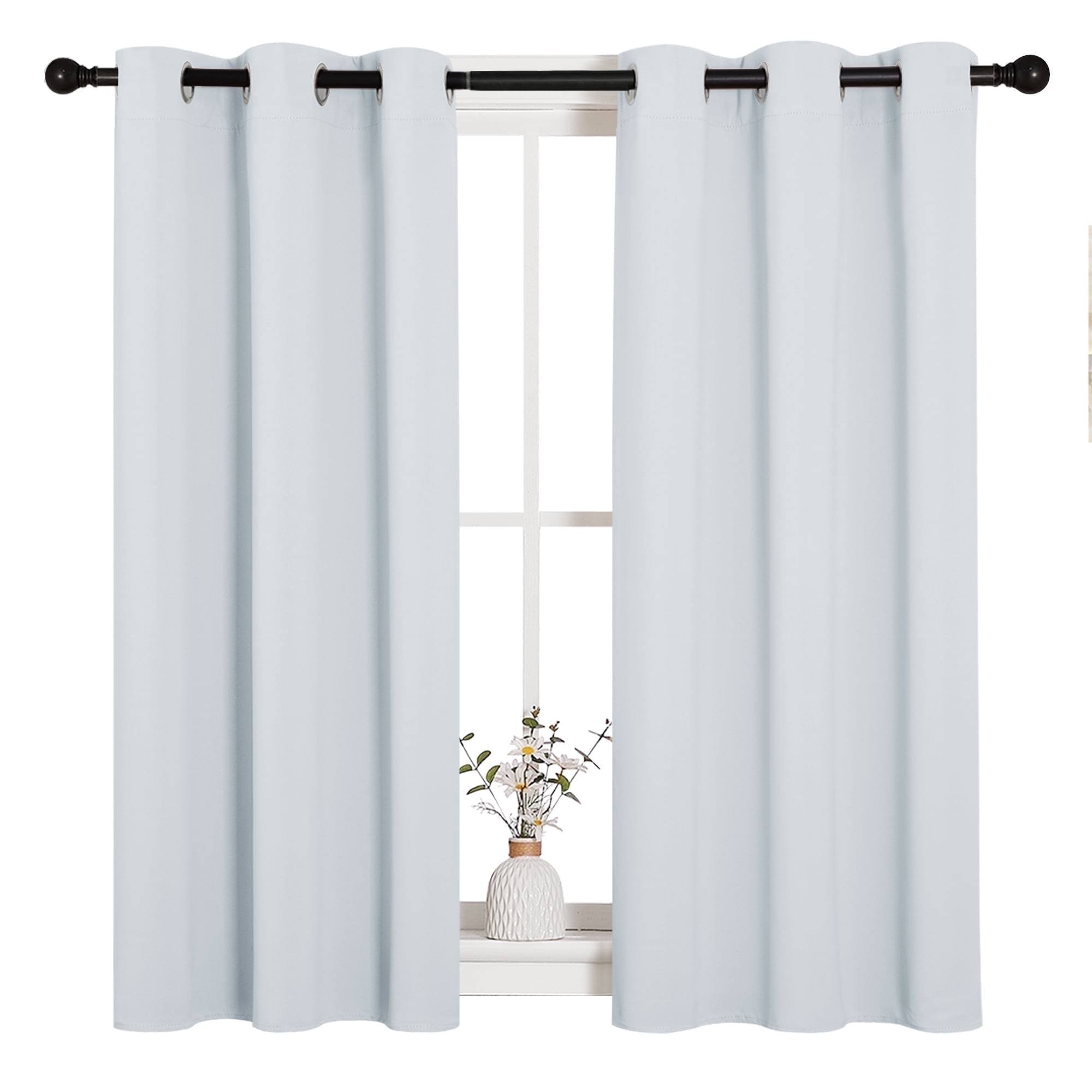 NICETOWN Blackout Curtains 45 inch Length Greyish White Set of 2, W42 x ...