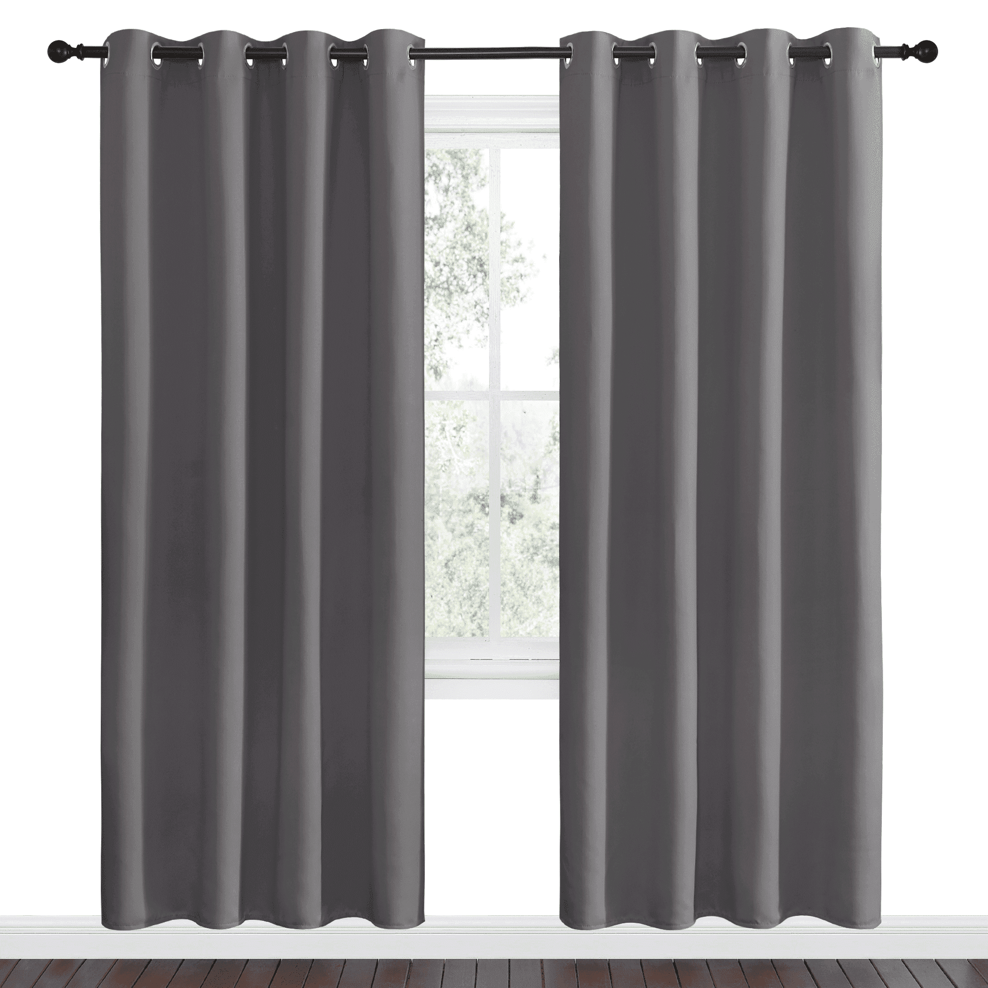 Coodeto Blackout Curtains 72 inch Length Grey Set of 2, W52 x L72 ...
