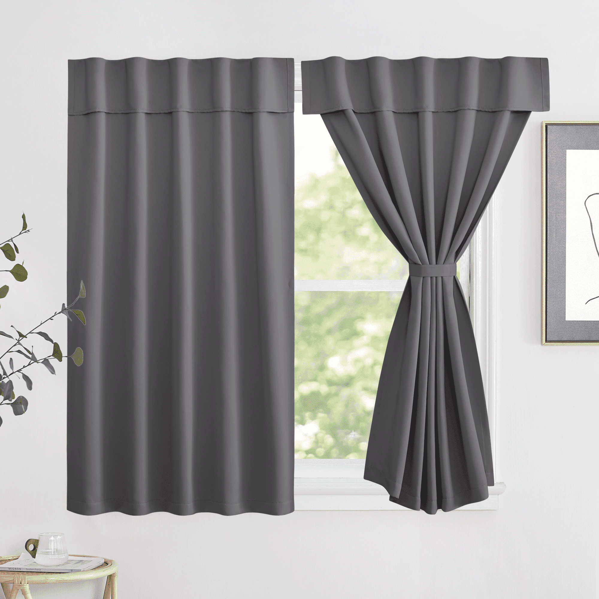 Coodeto Blackout Curtains for Living room, Velcro Room Darkening ...