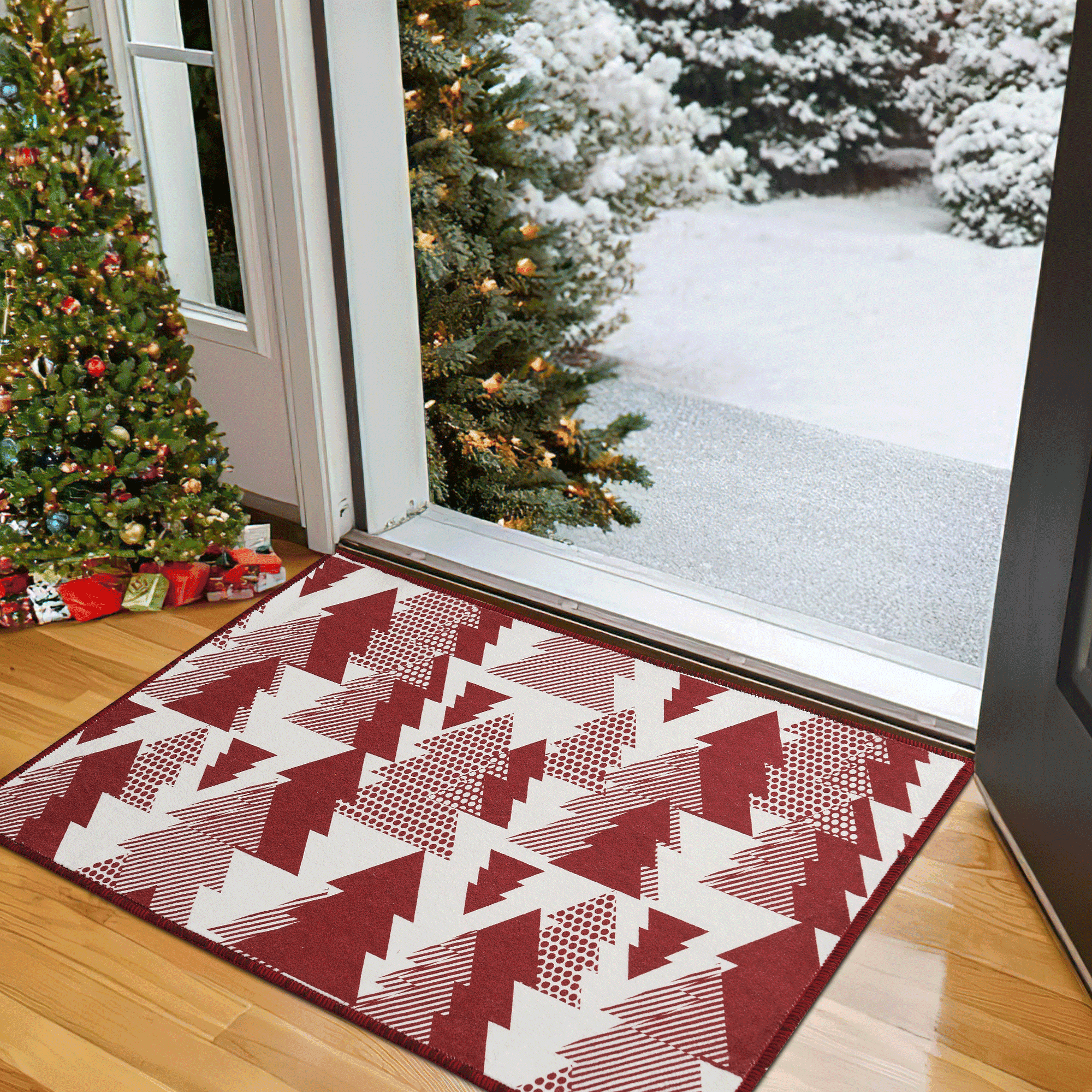 Coodeto Christmas Area Rug for Entryway Doormat, 2'x3' Non-Slip Indoor ...