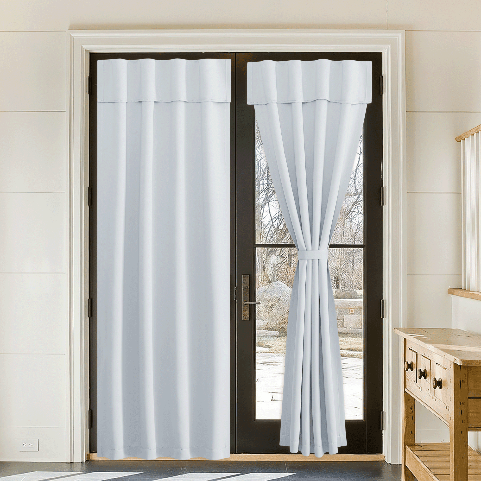 Coodeto French Door Curtain 72 inch, Privacy Room Darkening Self ...