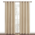 Coodeto Home Beige Solid Blackout Window Curtain Beige Set of 2 W52 x ...