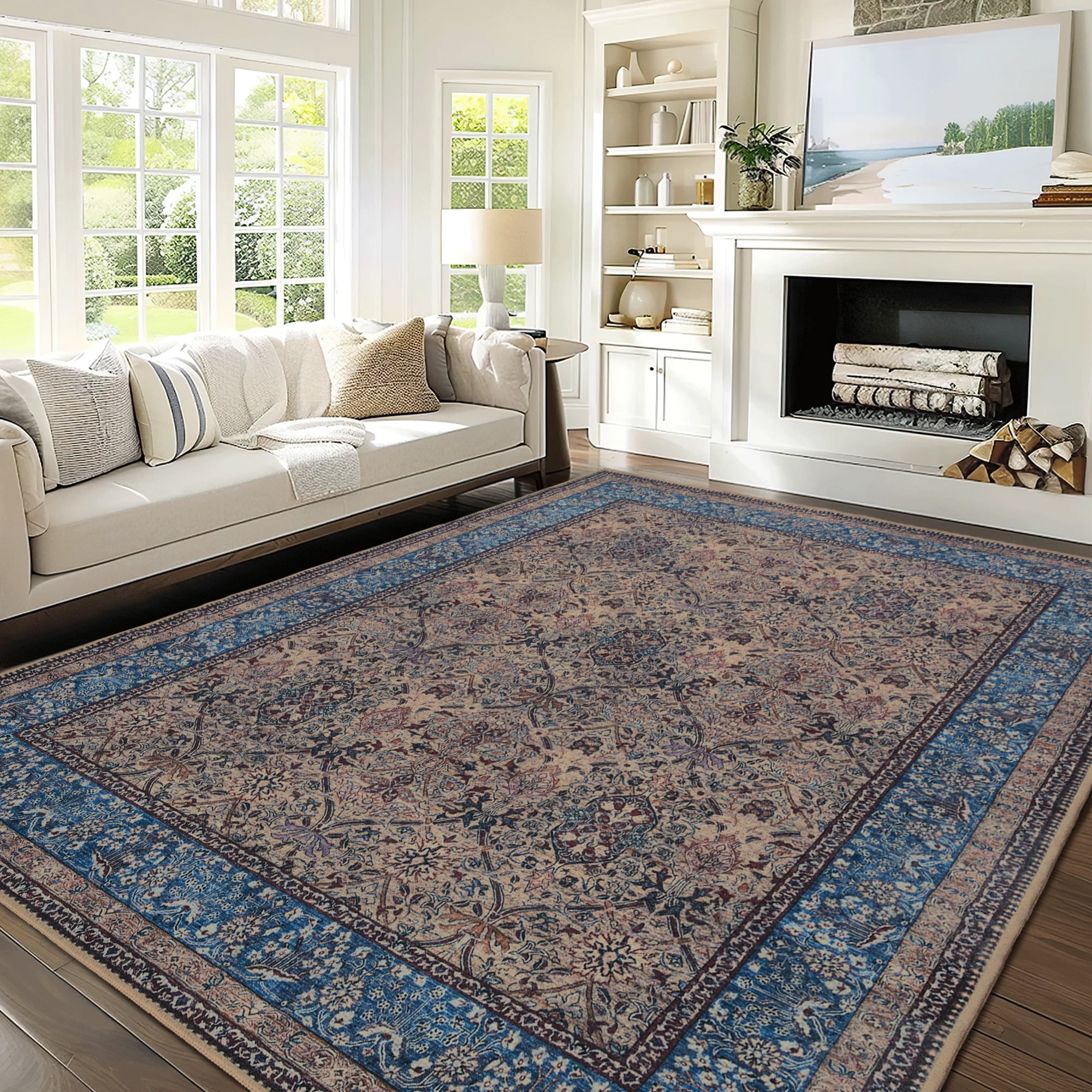 Coodeto Living Room Rug Thin Washable Area Rug, 3'x5' Non-Slip Foldable ...