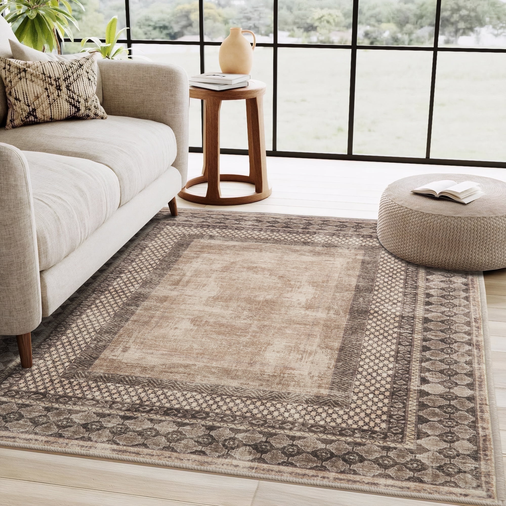 NICETOWN Machine Washable Area rug, 3'x5' Non-Slip Stain Resistant Rug ...