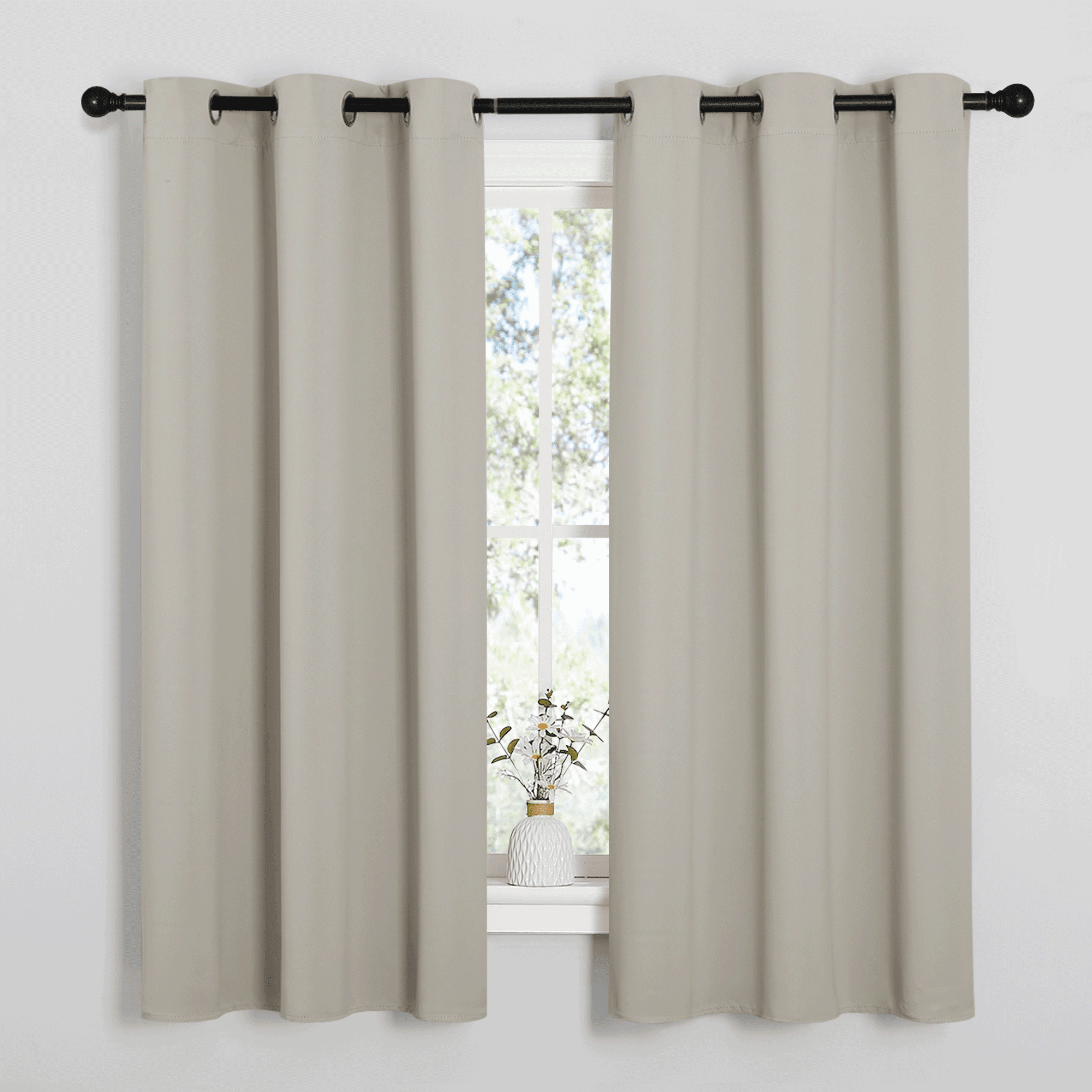 Coodeto Natural Room Darkening Short Curtains 68 inch Long 42" Wide for ...