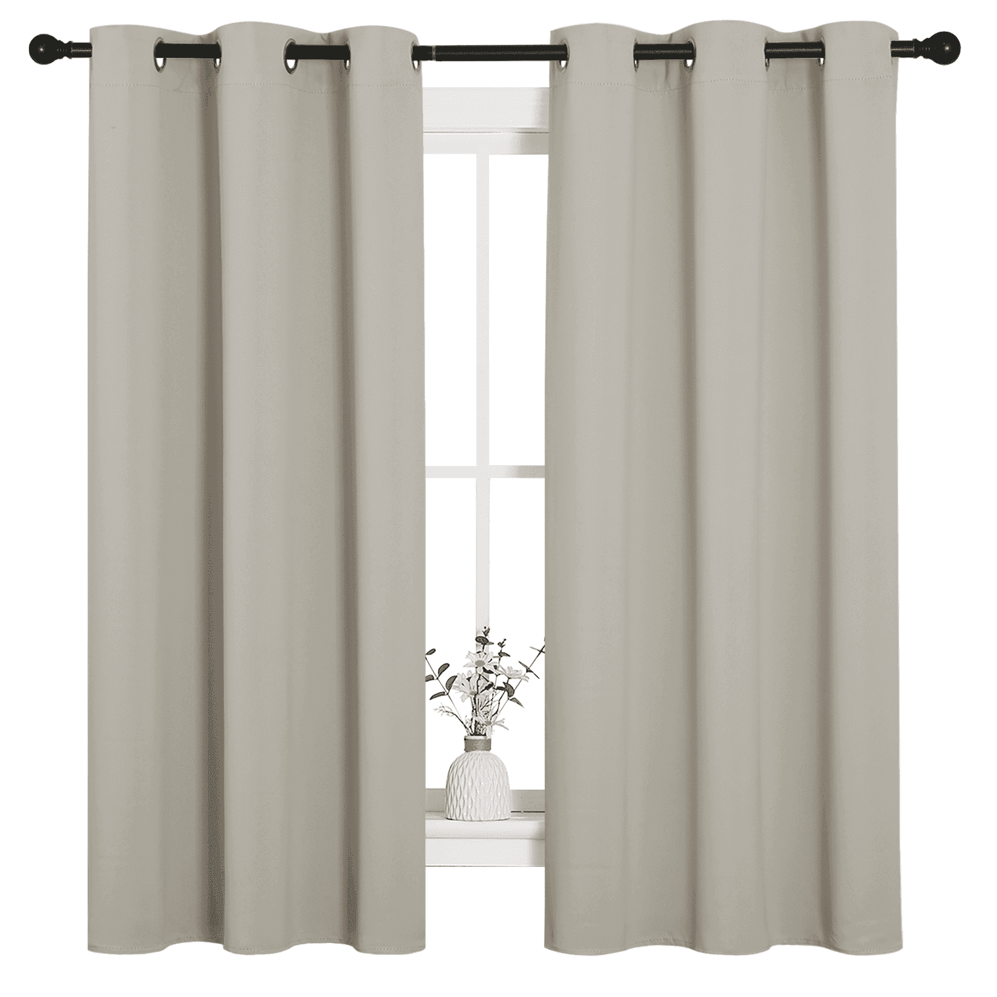 Coodeto Natural Room Darkening Short Curtains 68 inch Long 42" Wide for ...