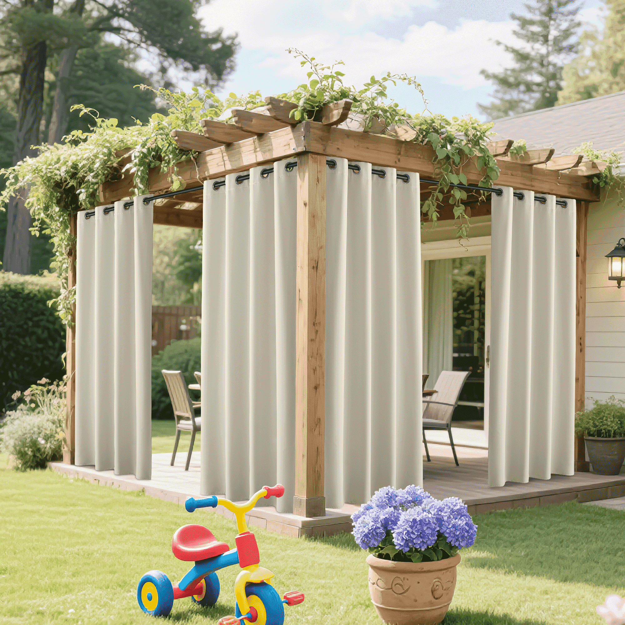 NICETOWN Outdoor Blackout Curtains for Pergola Privacy Waterproof ...