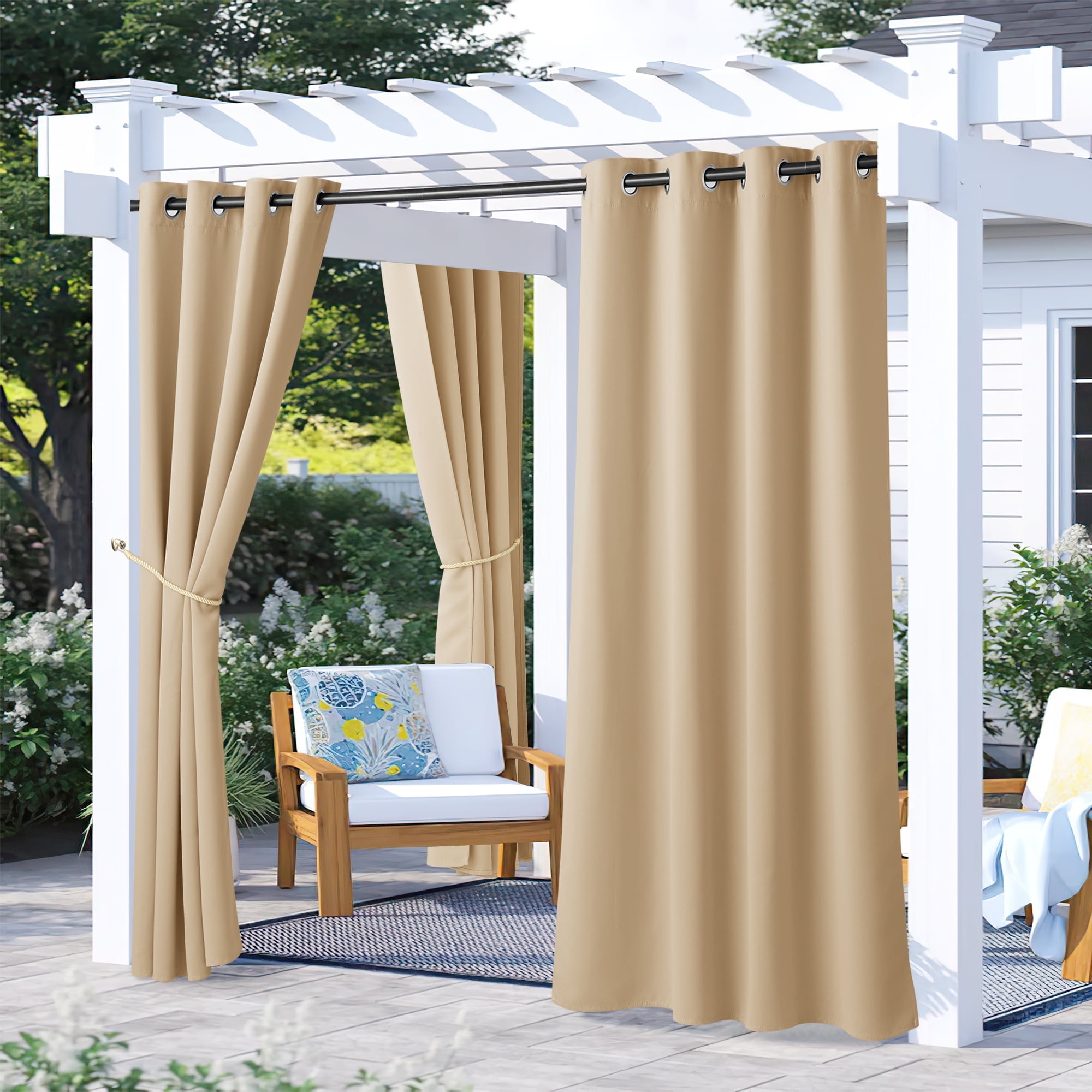 Coodeto Outdoor Patio Curtains - Waterproof, Privacy, Heat & Sun Shade ...