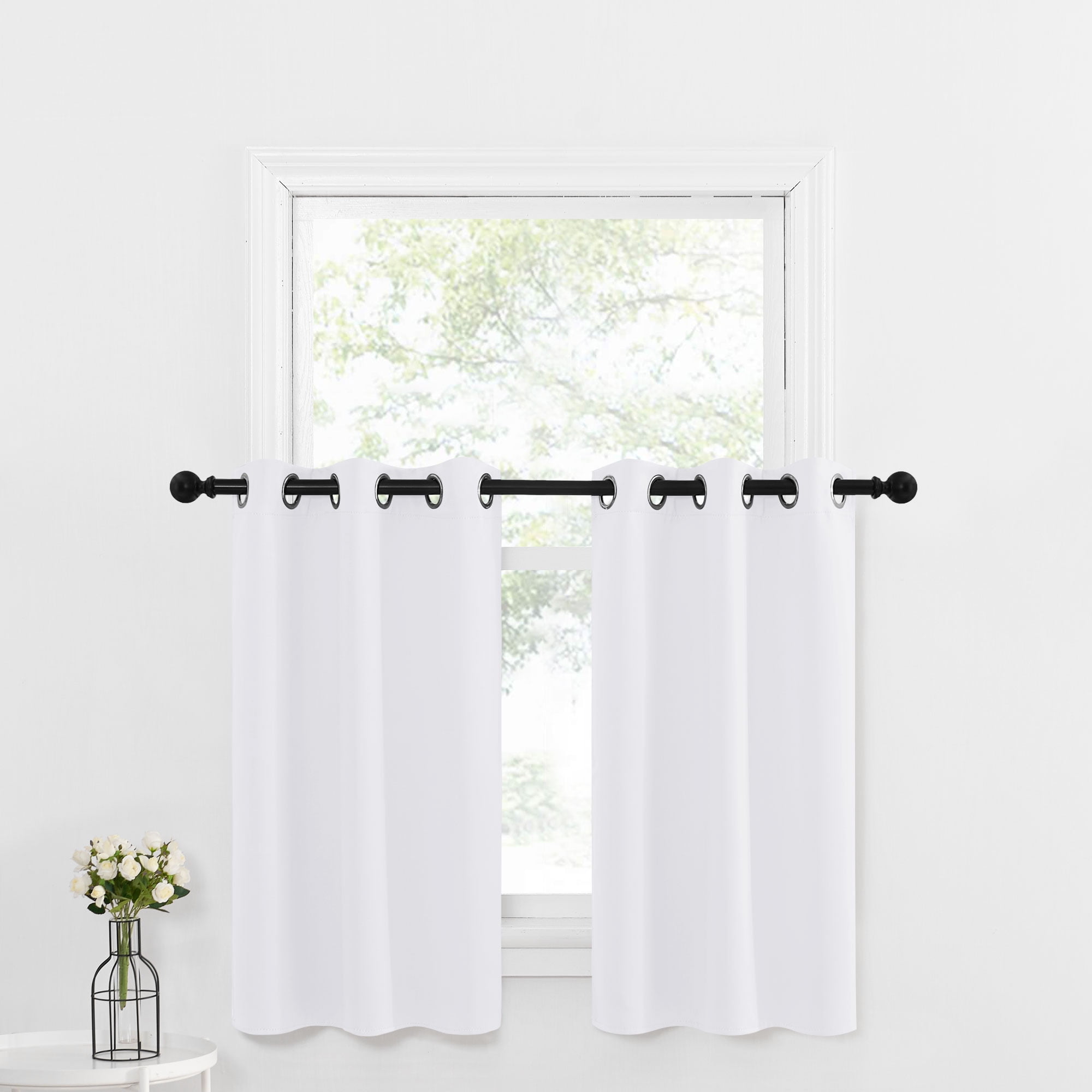 Coodeto Short Blackout Curtains for Bathroom, Solid Half Window ...