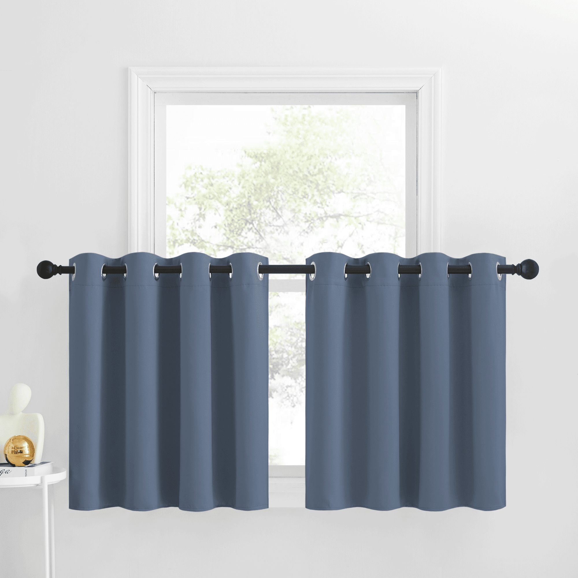 Coodeto Short Blackout Curtains for Kitchen, Solid Half Window ...