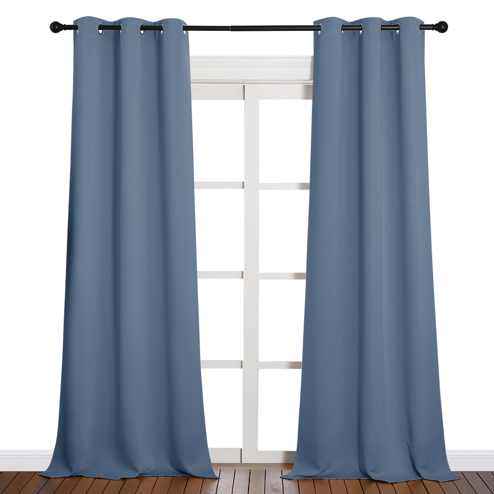 Coodeto Stone Blue Blackout Curtains Set of 2, W55 x L86 - Stone Blue ...