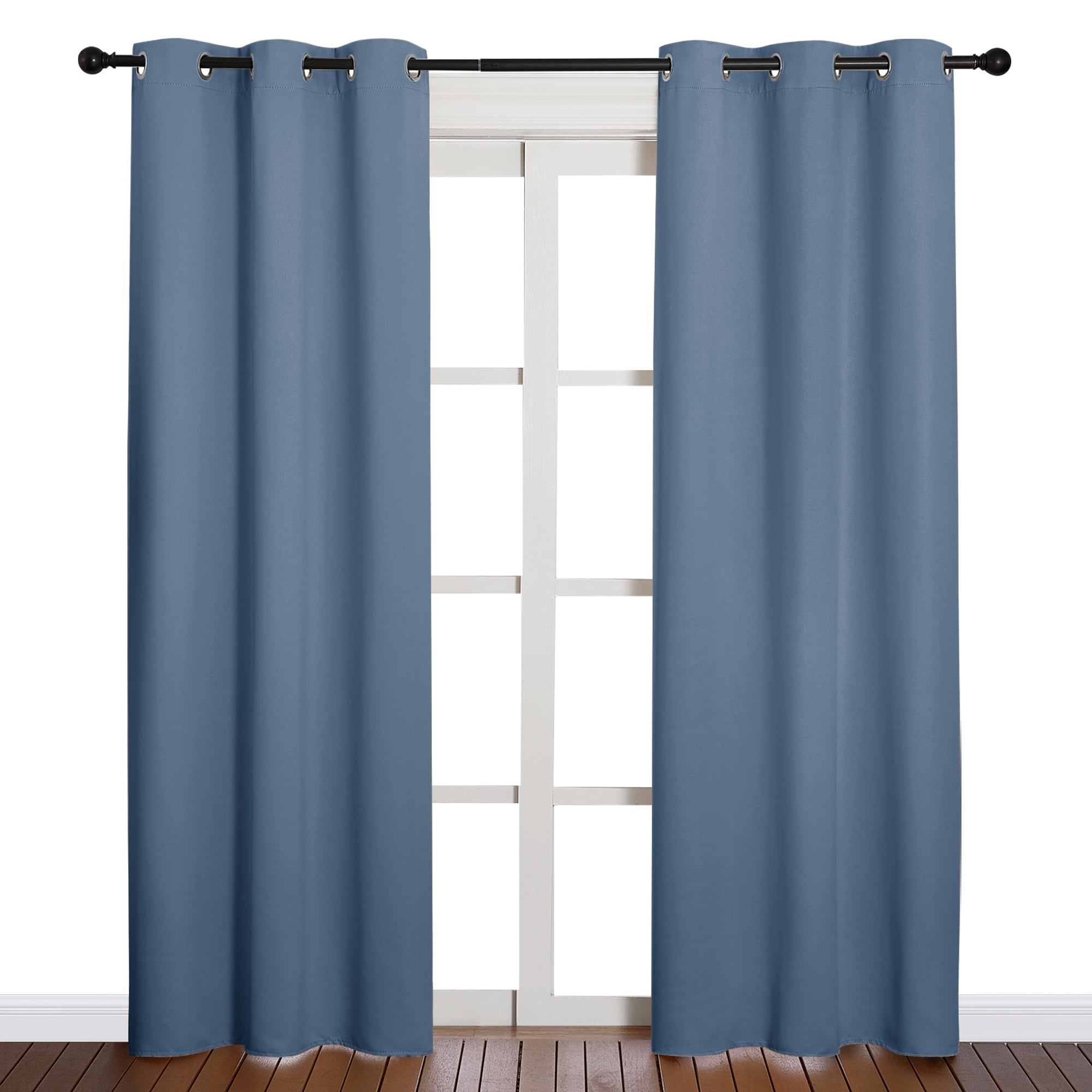 Coodeto Stone Blue Blackout Curtains Set of 2, W55 x L86 - Stone Blue ...