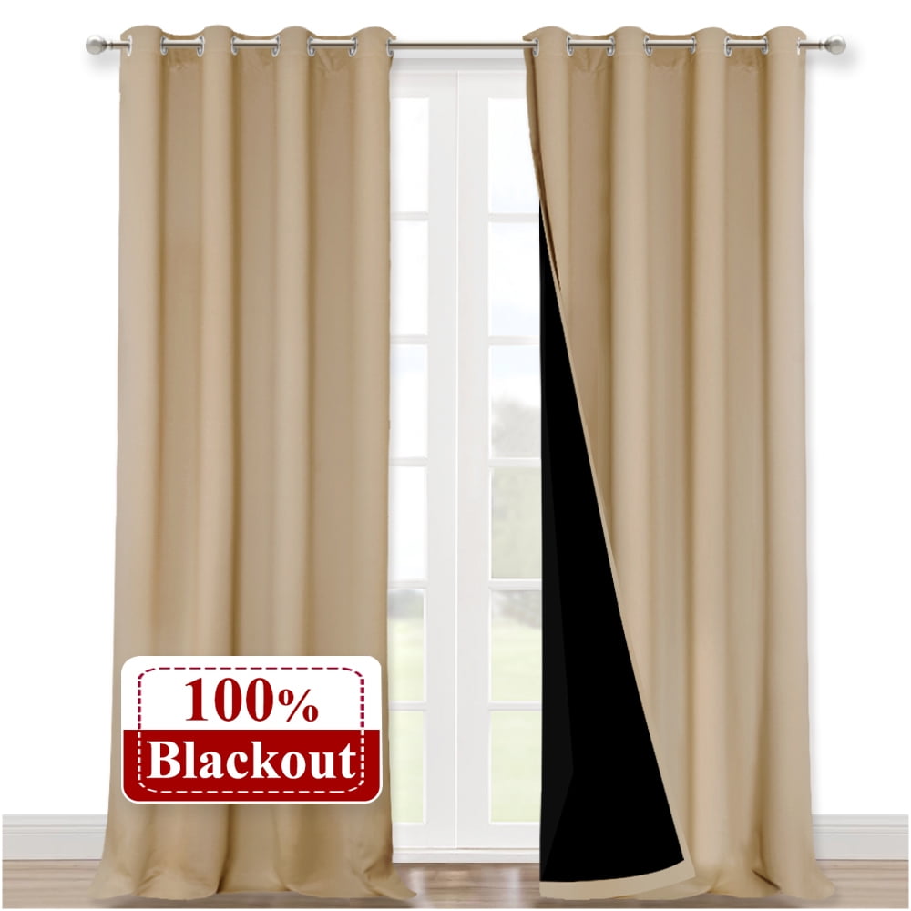 Coodeto Thermal Insulated 100% Blackout Curtains, 1 Pair, Noise ...