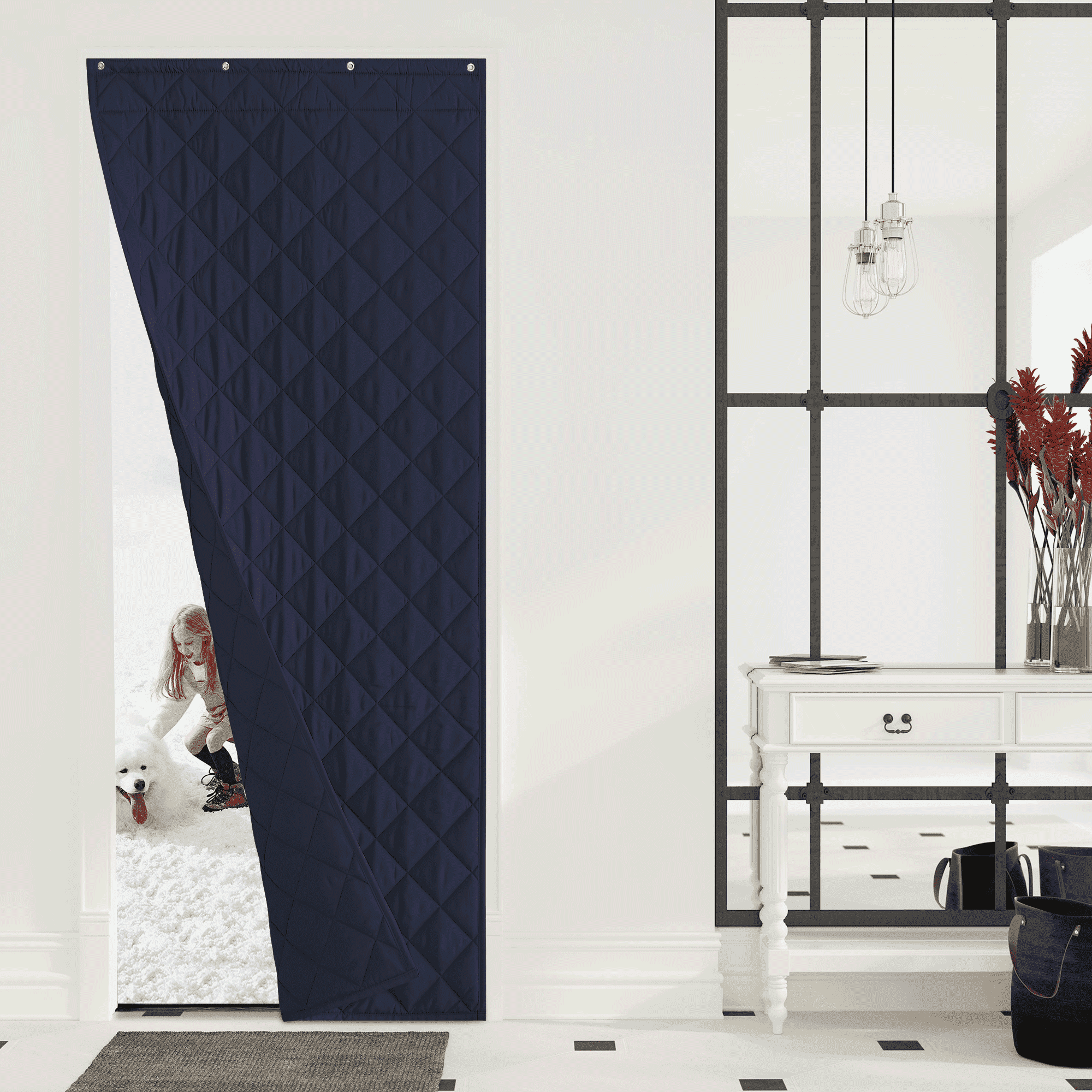 Coodeto Thermal Insulated Blackout Curtain, Oxford Cloth Doorway ...