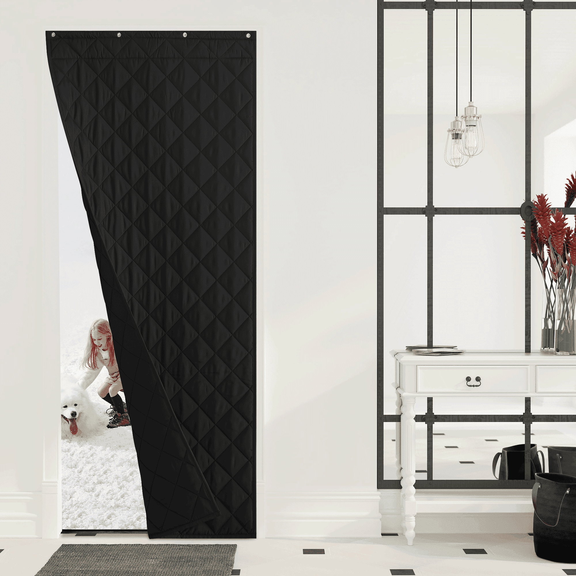 Coodeto Thermal Insulated Door Curtain, Storm Wind Insulation Curtain ...